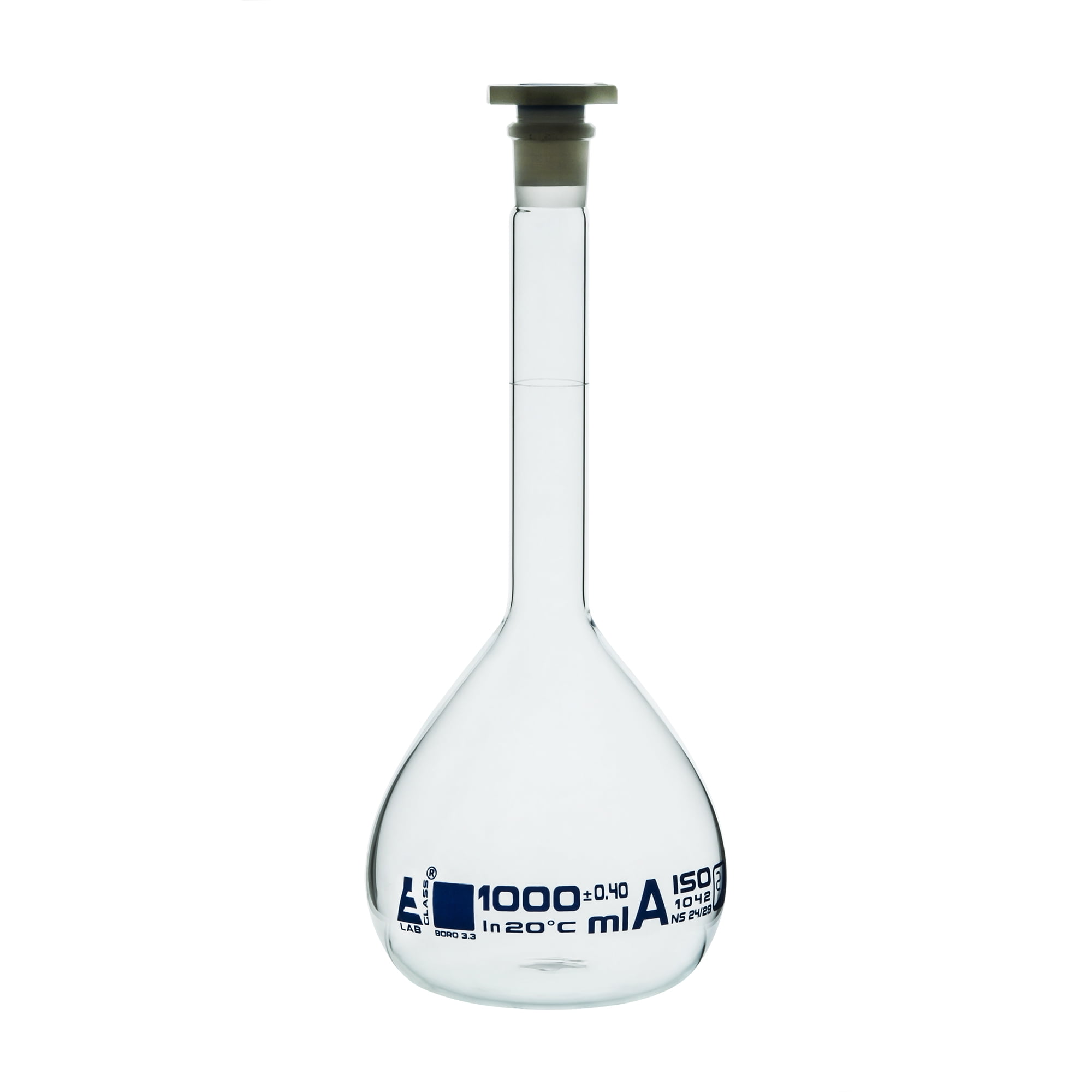 Volumetric Flask, 1000ml - Class A - 24/29 Polyethylene Stopper ...