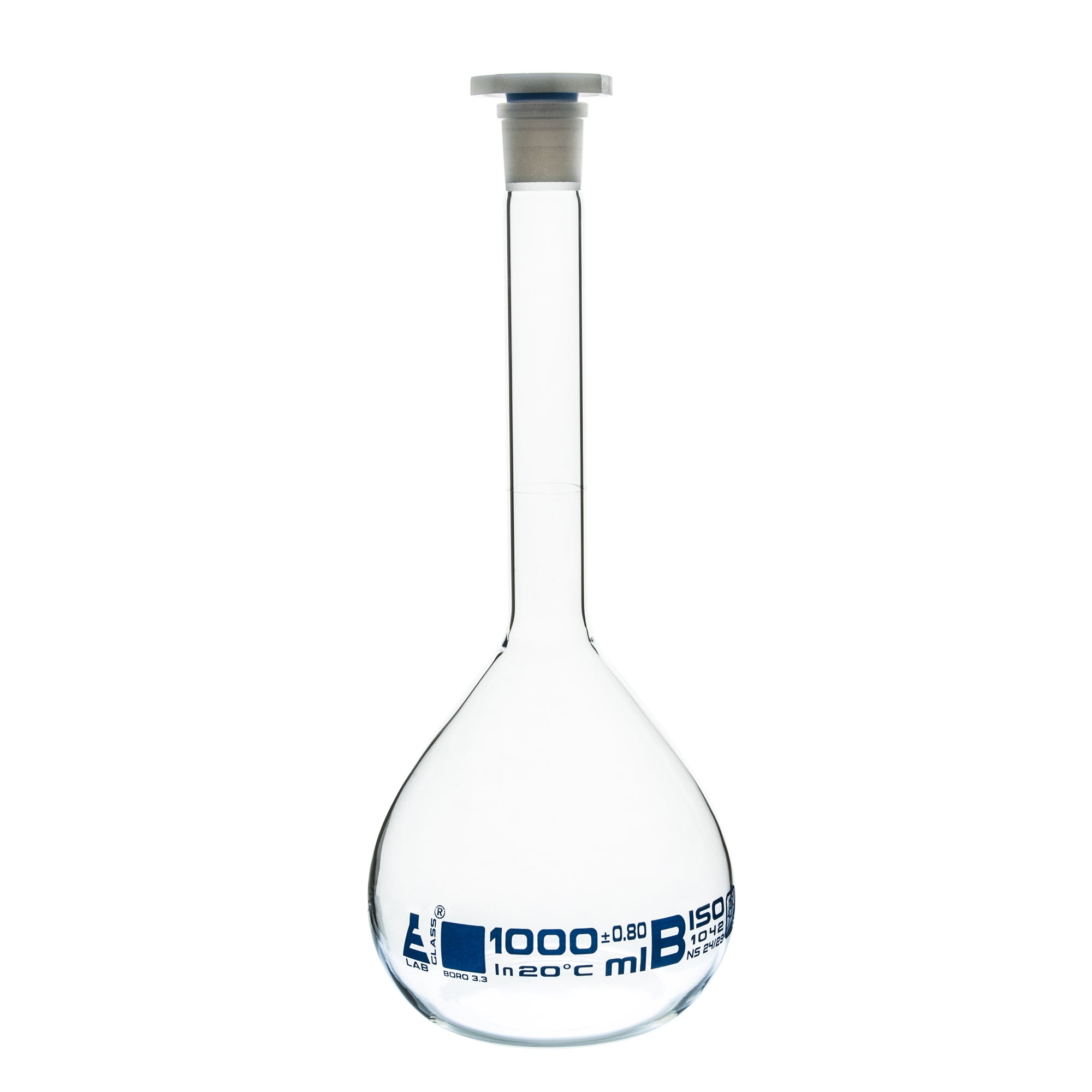 Volumetric Flask, 1000ml - Class B - 24/29 Polyethylene Stopper ...