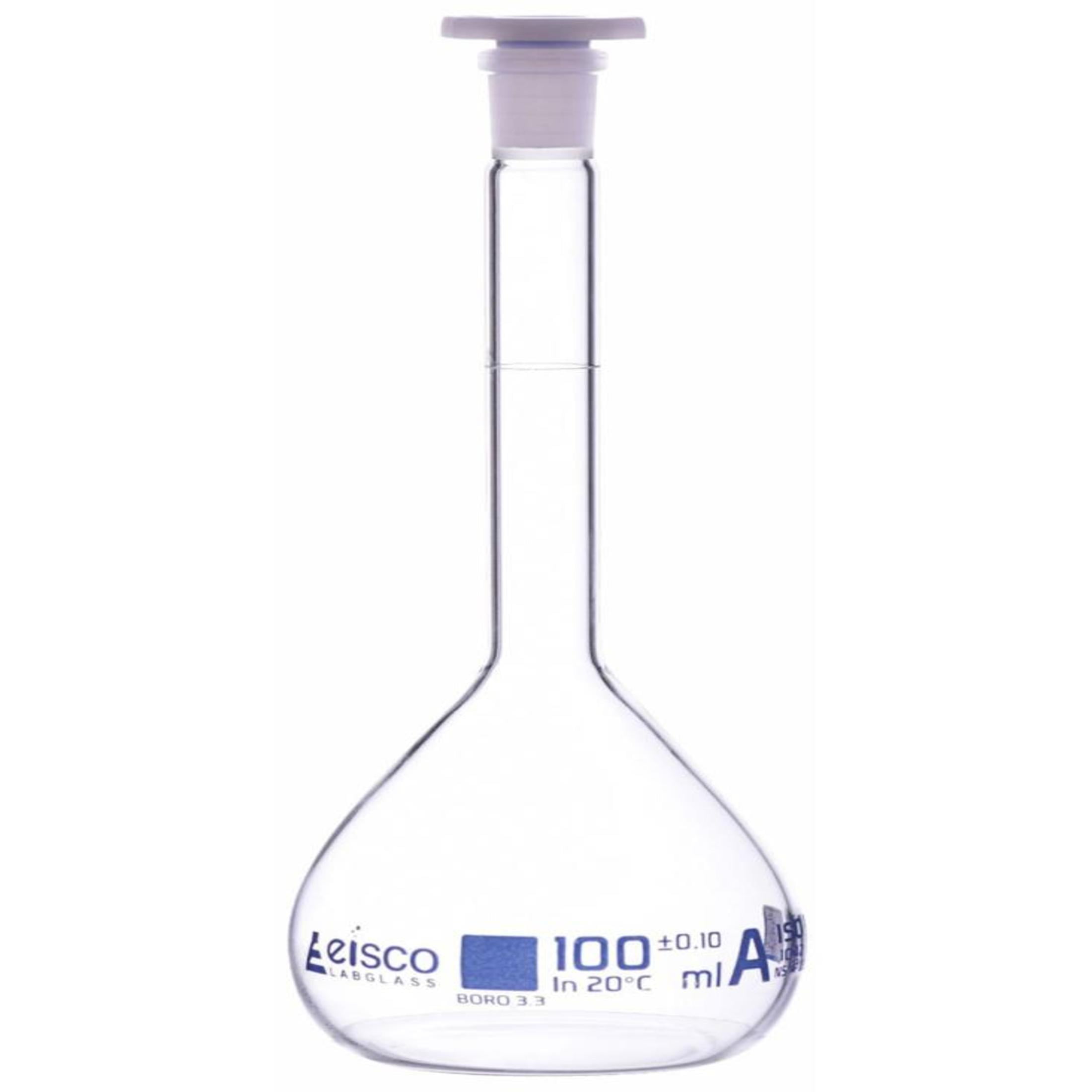 Volumetric Flask, 100mL - Class A - Borosilicate Glass, Polyethylene ...