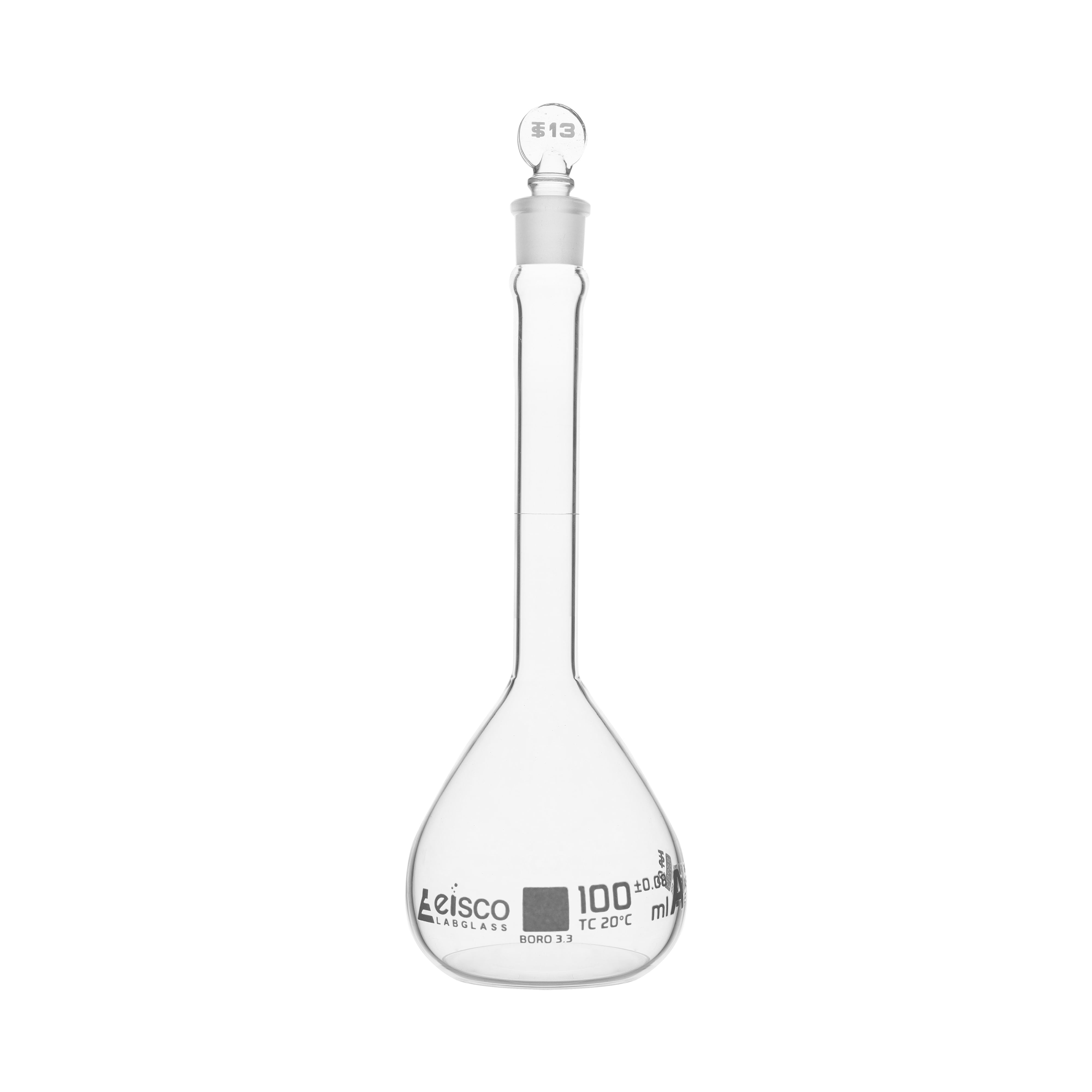 Volumetric Flask, 100ml - ASTM, Class A Tolerance 0.08ml - #13 Glass ...