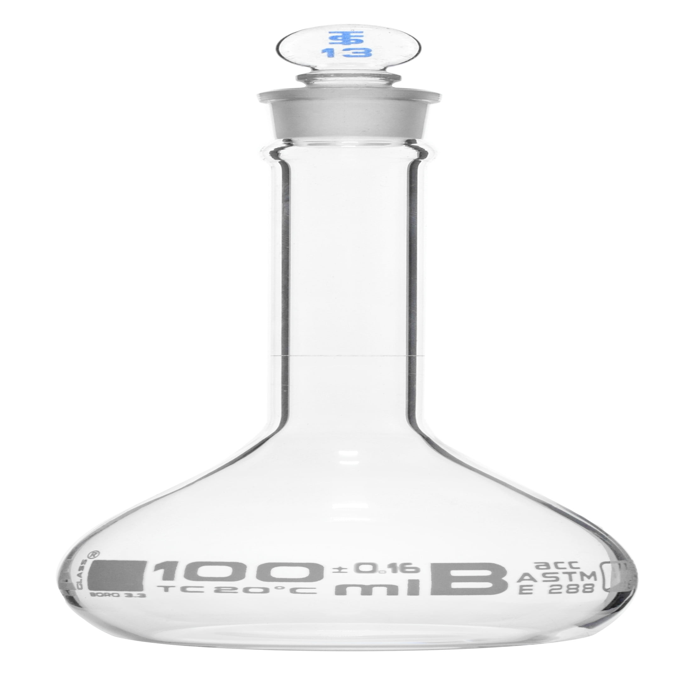 Volumetric Flask, 100ml - Class B, ASTM - Tolerance ±0.160 ml - Glass ...