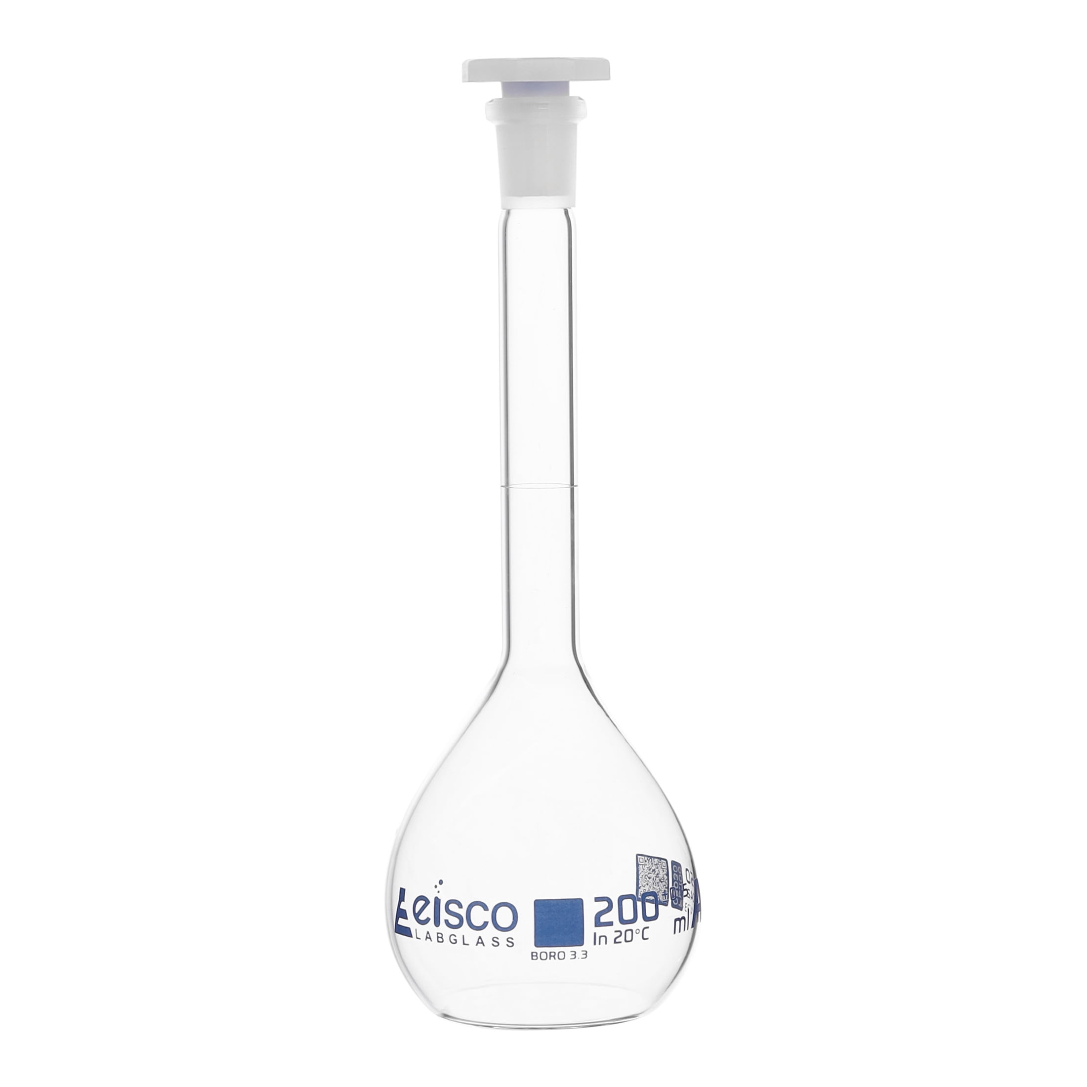 Volumetric Flask, 200mL - Class A - Borosilicate Glass, Polyethylene ...