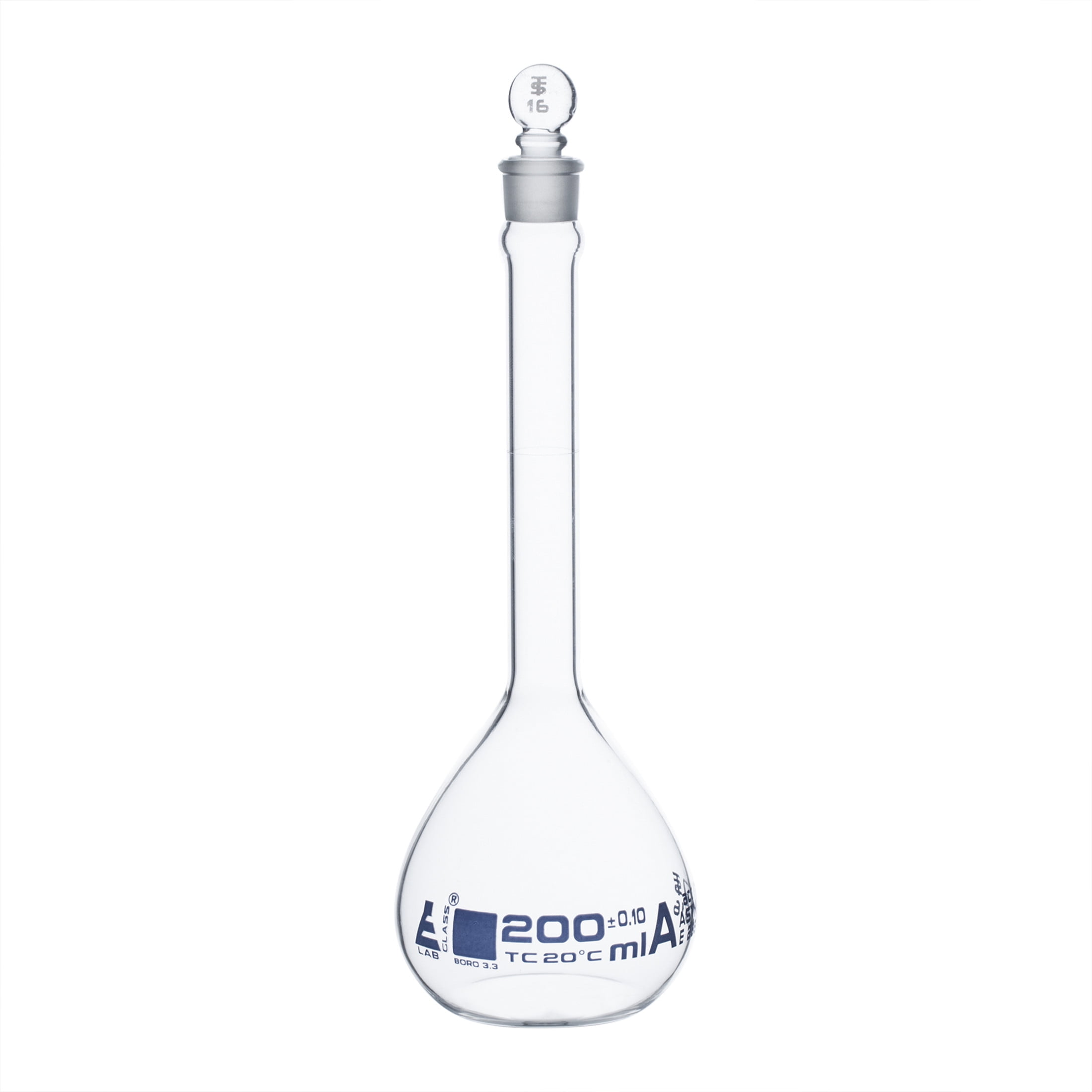 Volumetric Flask, 200ml - Class A, ASTM - Tolerance Â±0.100 ml - Glass ...
