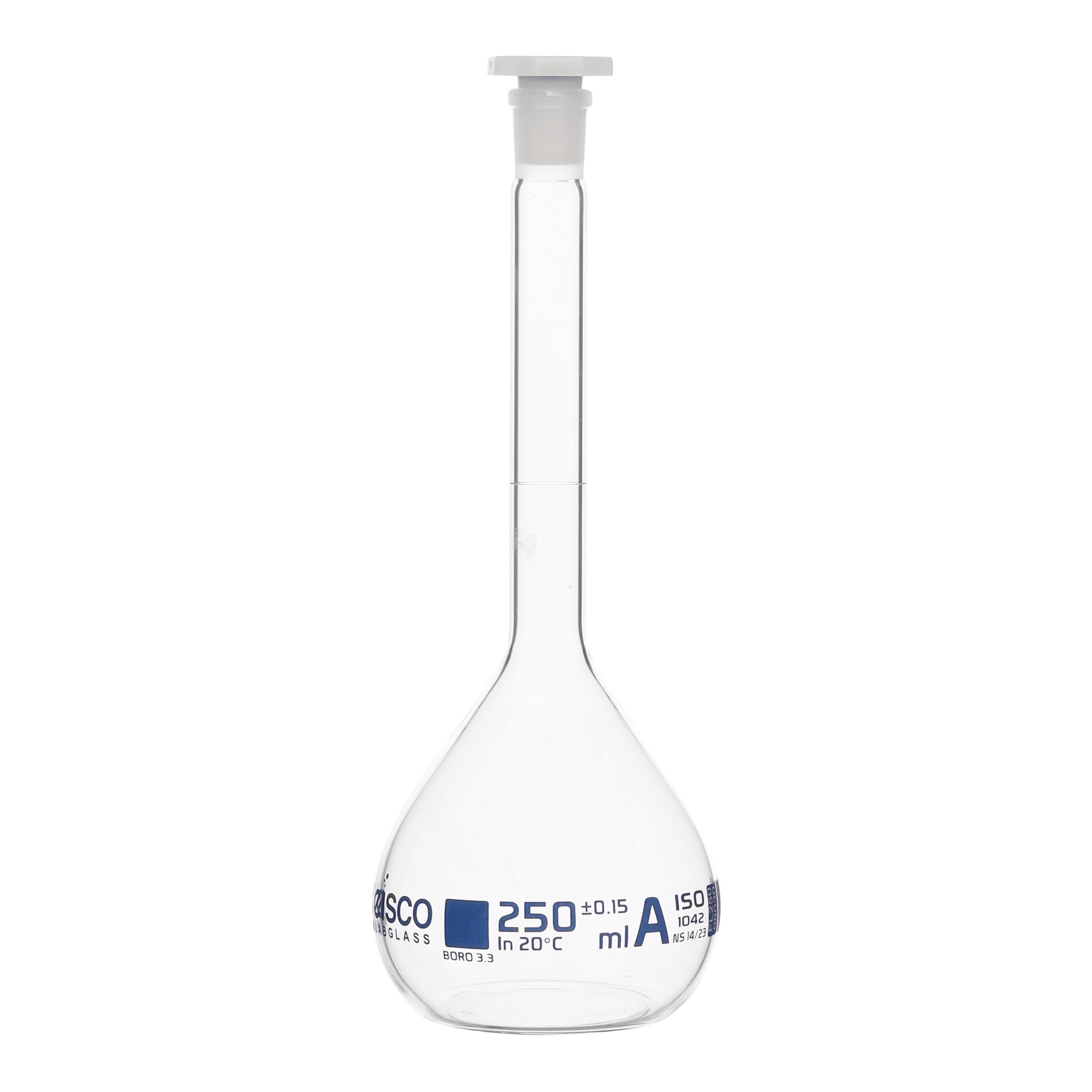 Volumetric Flask, 250mL - Class A - Borosilicate Glass, Polyethylene ...
