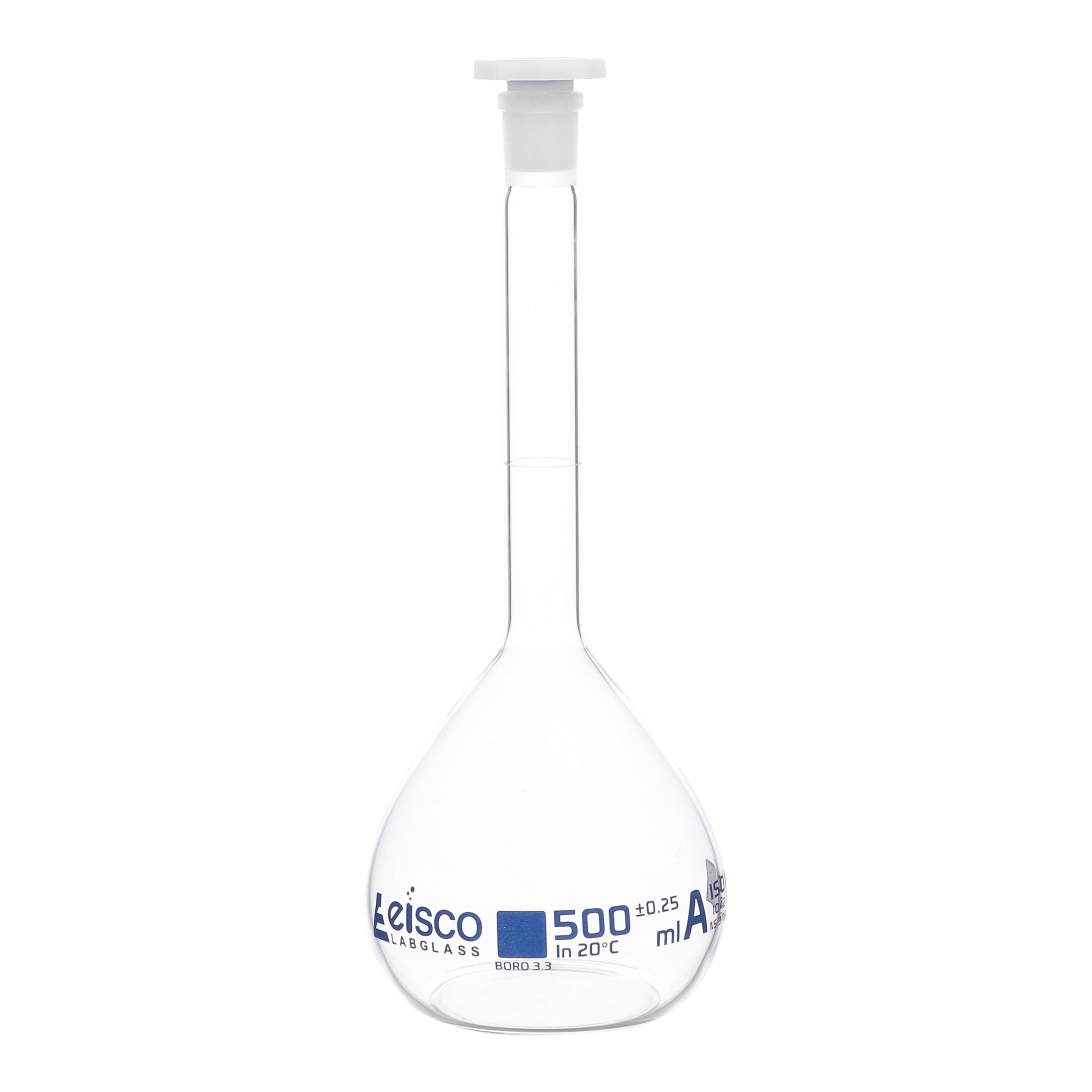 Volumetric Flask, 500mL - Class A - Borosilicate Glass, Polyethylene ...