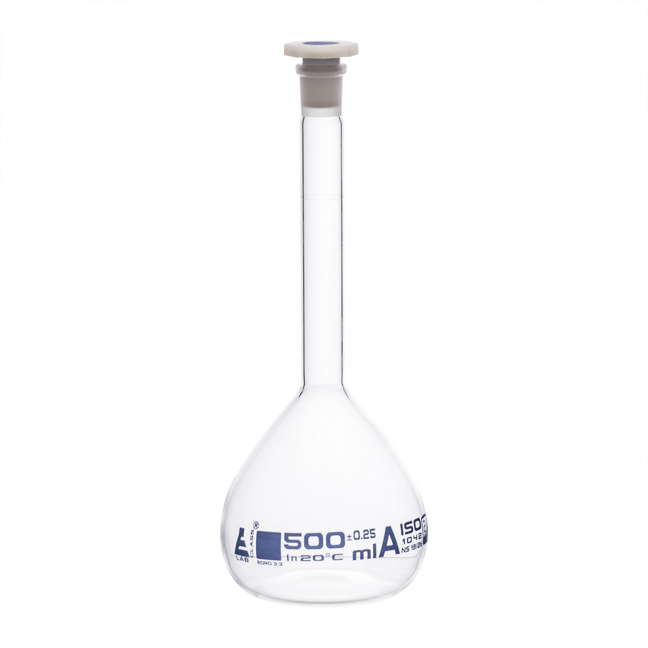 Volumetric Flask, 500ml - Class A Tolerance ±0.25ml - 19/26 ...