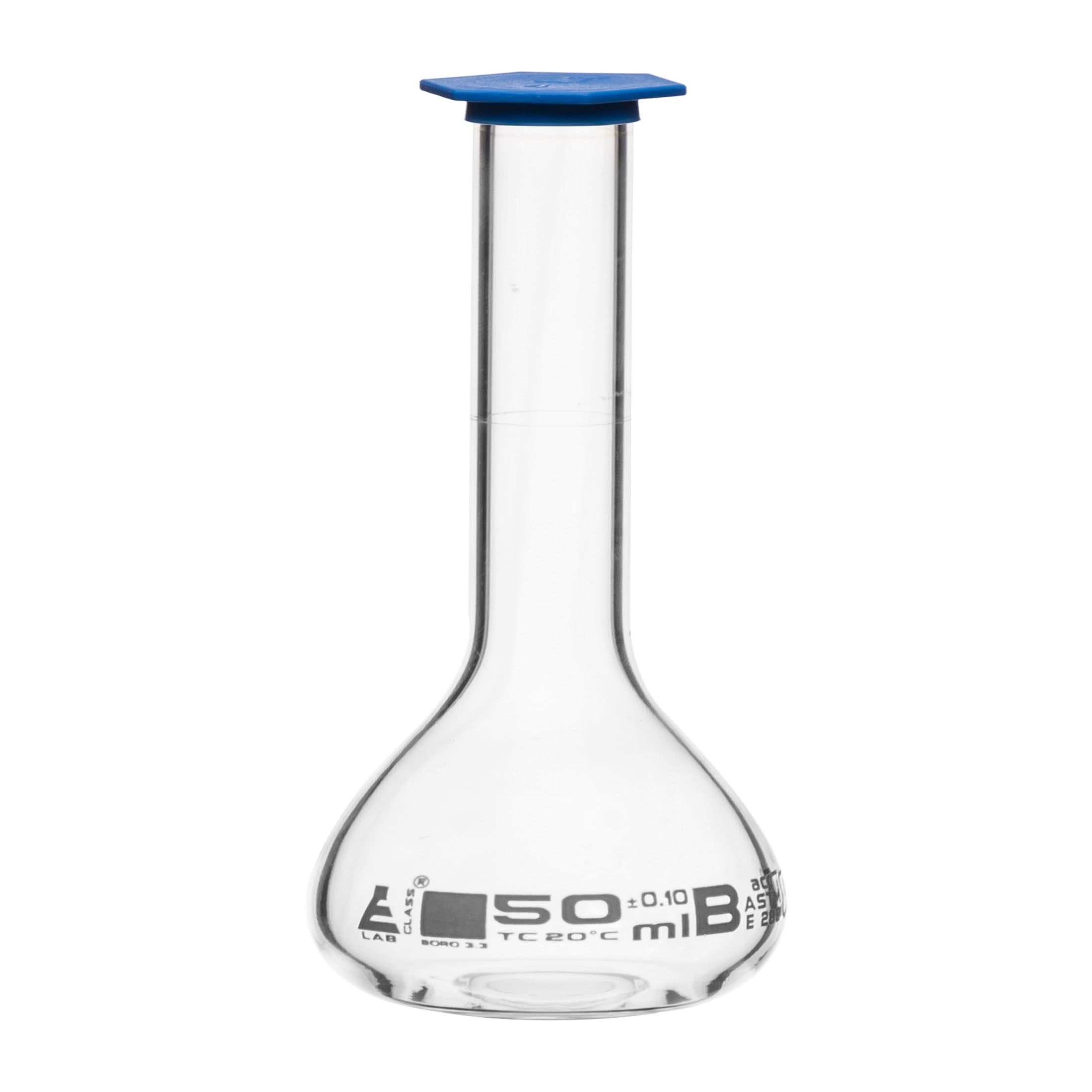 Volumetric Flask, 50ml - Class B, ASTM - Tolerance ±0.10ml - Blue Snap ...