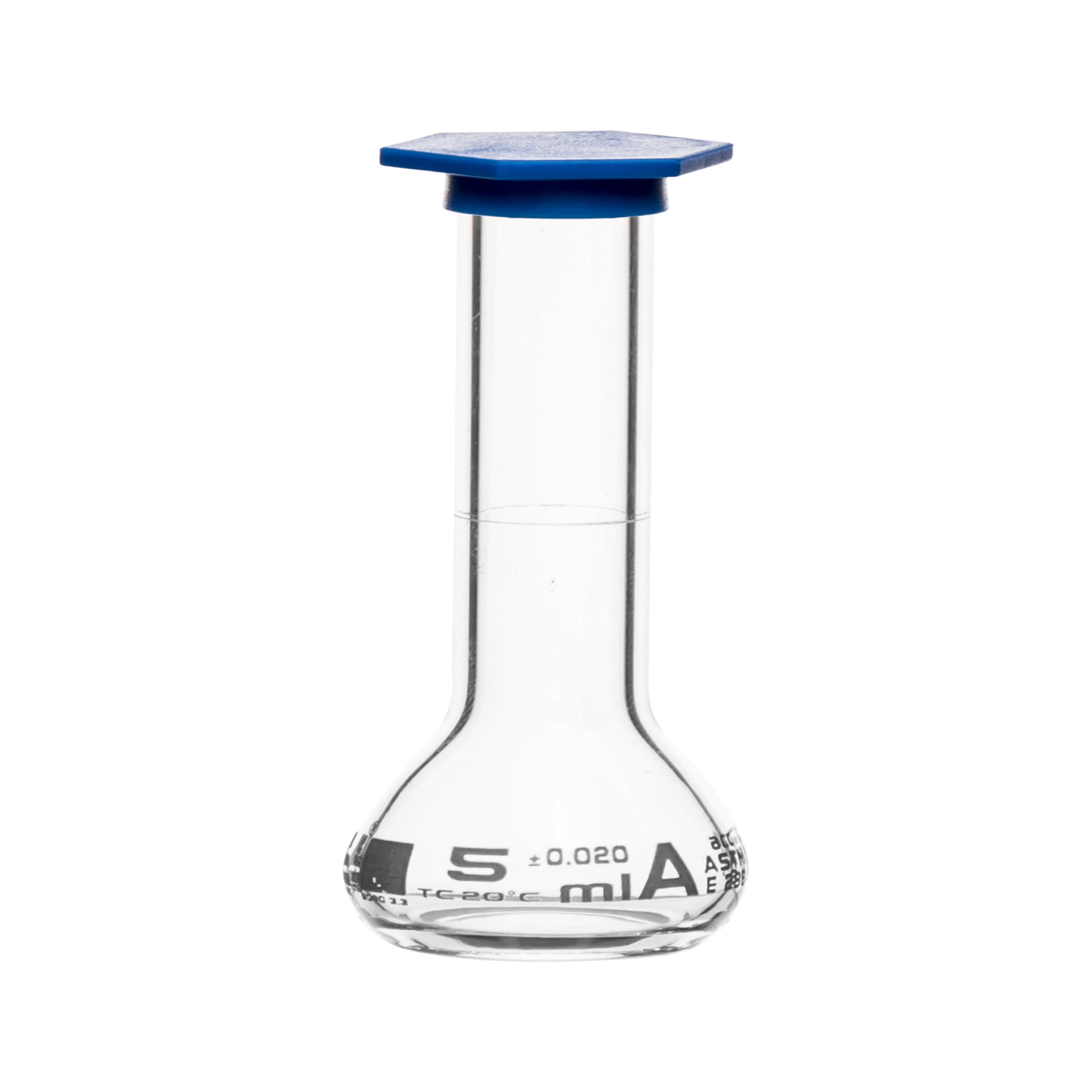 Volumetric Flask, 5ml - Class A, ASTM - Tolerance ±0.020ml - Blue Snap ...