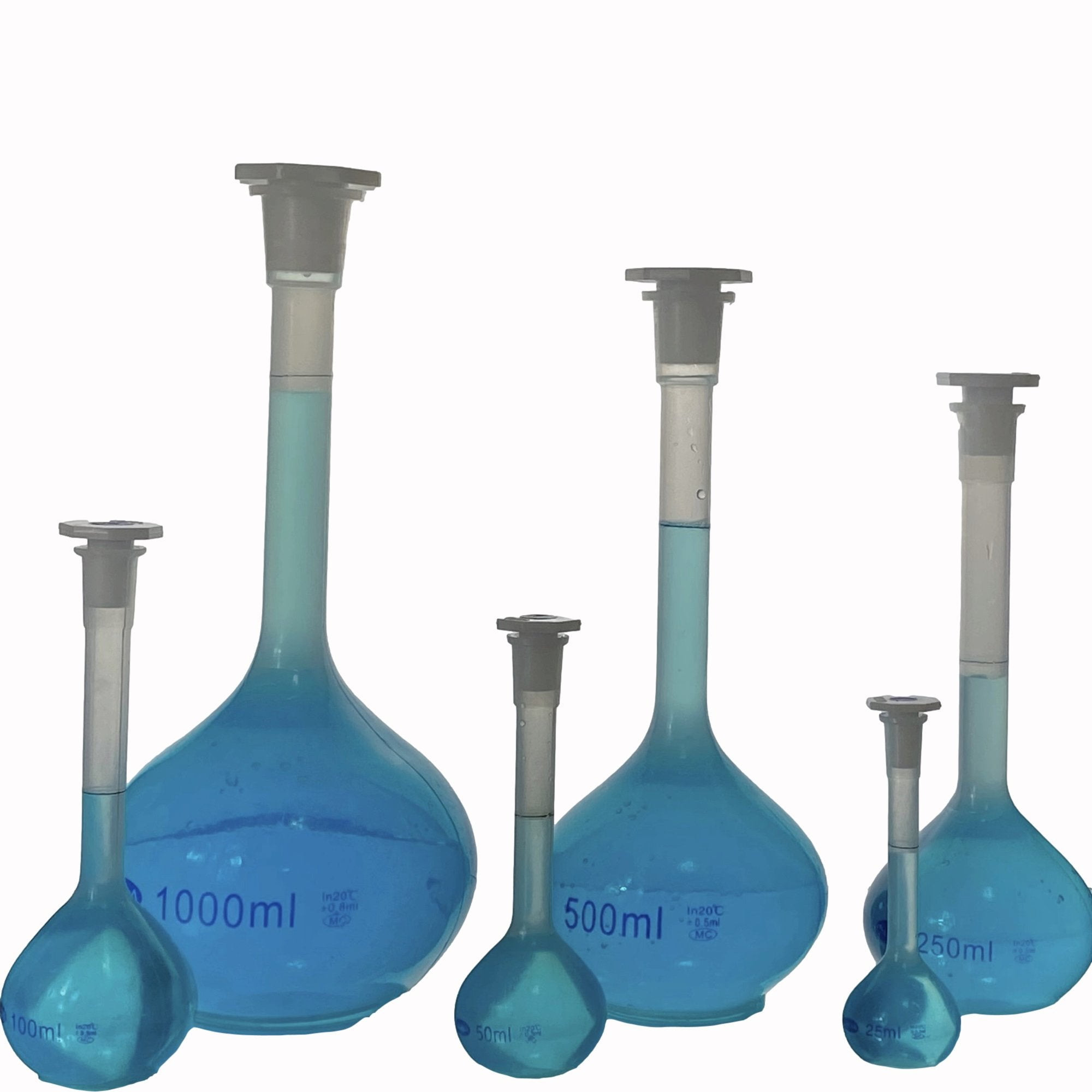 Volumetric Flask Polypropylene Set of 6 (25ml - 50ml - 100ml - 250ml ...