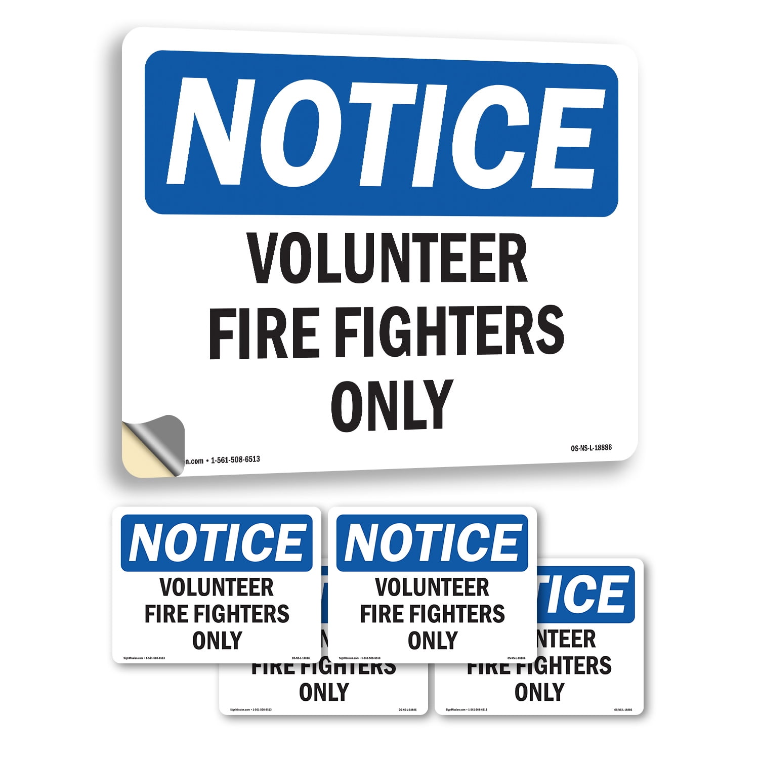 Volunteer Fire Fighters Only OSHA Notice Vinyl Decal Label 24 Inch x 18 ...