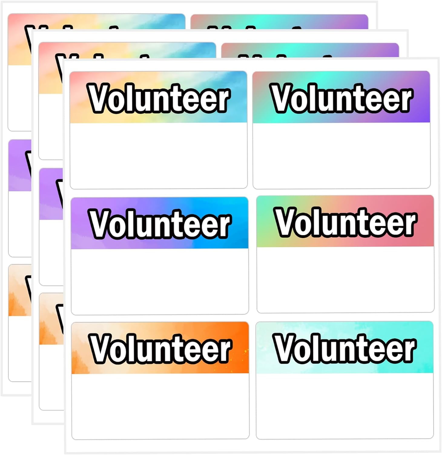 Volunteer Name Tag Stickers 2×3inch Watercolor Name Tag Labels for ...