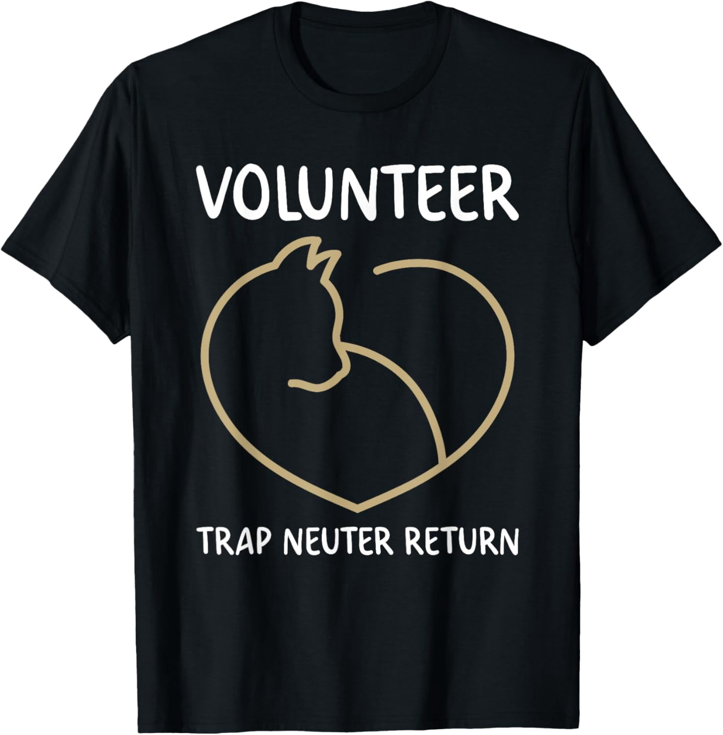 Volunteer Trap Neuter Return Stray Cat Heart Silhouette TNR T-Shirt ...