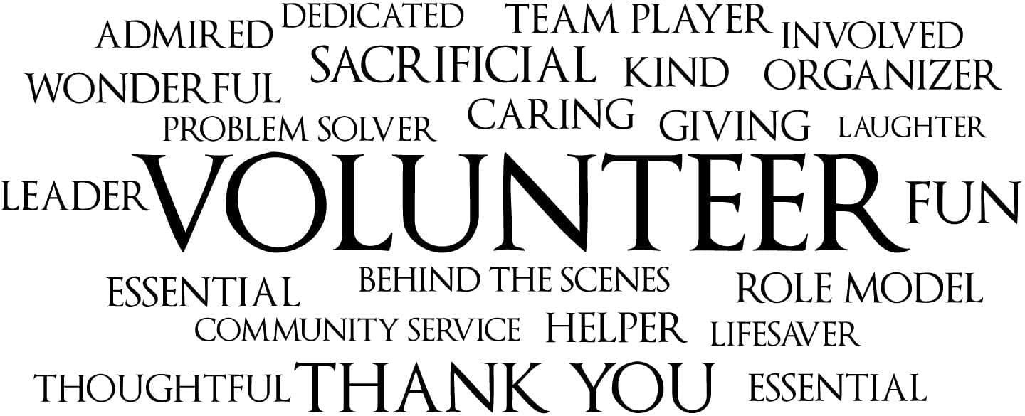 Volunteer Word Cloud Decal - Appreciation Gift Stickers Wall Art ...