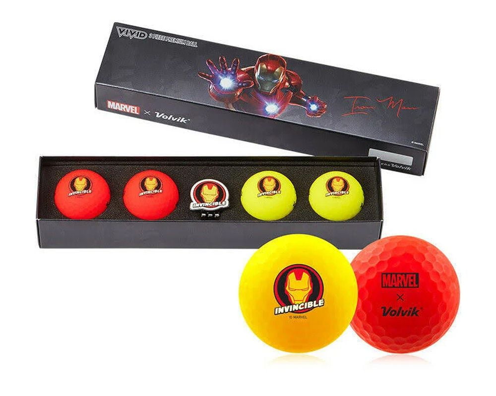 Volvik Vivid Marvel Iron Man Superhero Golf Balls, High-Performance 4pk ...