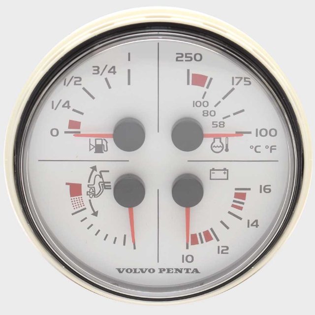 Volvo Penta Boat Multifunction Gauge VP3885215 | VDO 4 1/4 Inch White ...