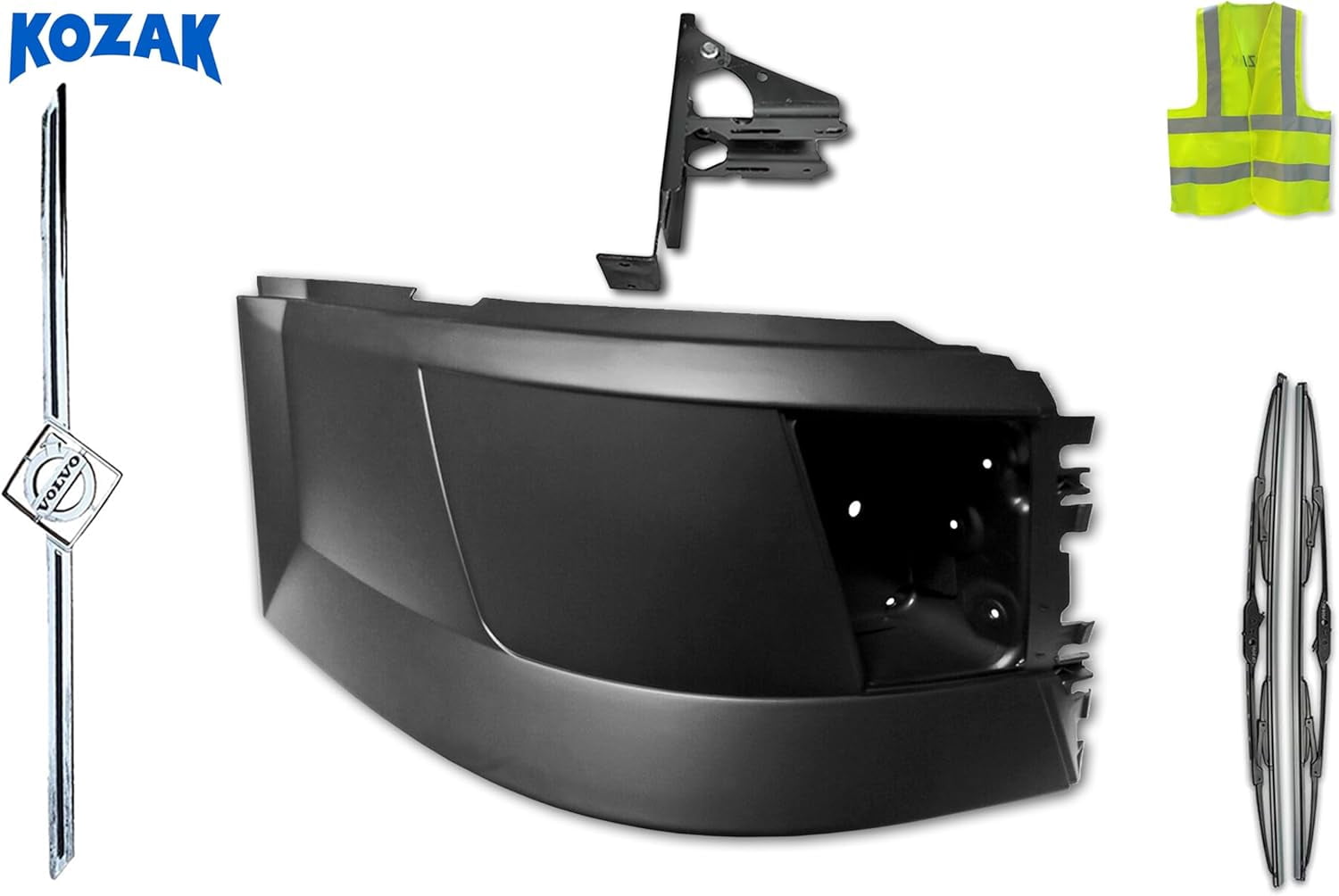 Volvo VNL 2004-2015 Bumper Extension Corner with Fog Light Hole and ...