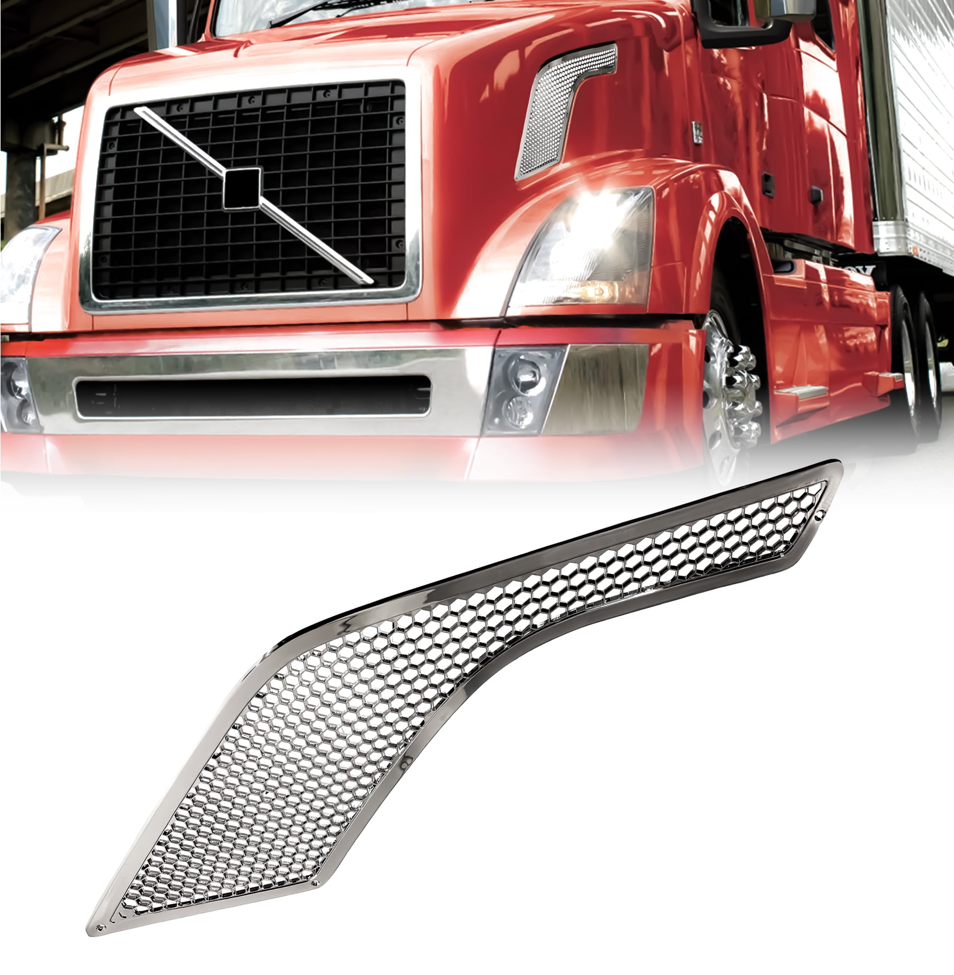 Volvo VNL 2003-2017 Chrome Side Grille Driver Left Side Air Intake Vent ...