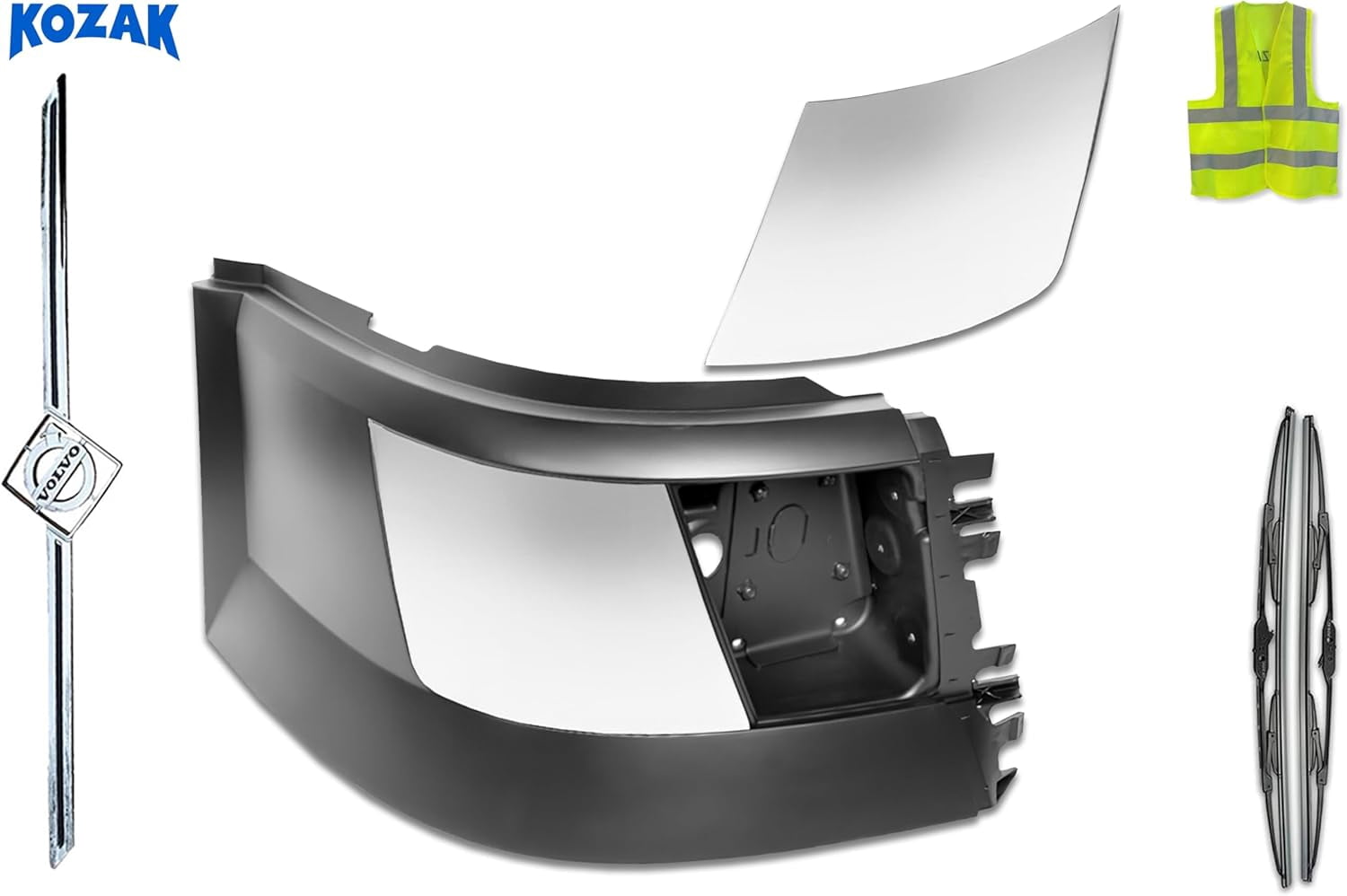 Volvo VNL 2004-2015 Bumper Extension Corner Plastic w/ Fog Light Hole w ...
