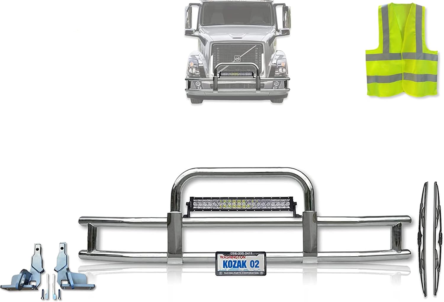 Volvo VNL 2004-2017 Bumper Grille Deer Moose Guard - Chrome (Kozak ...