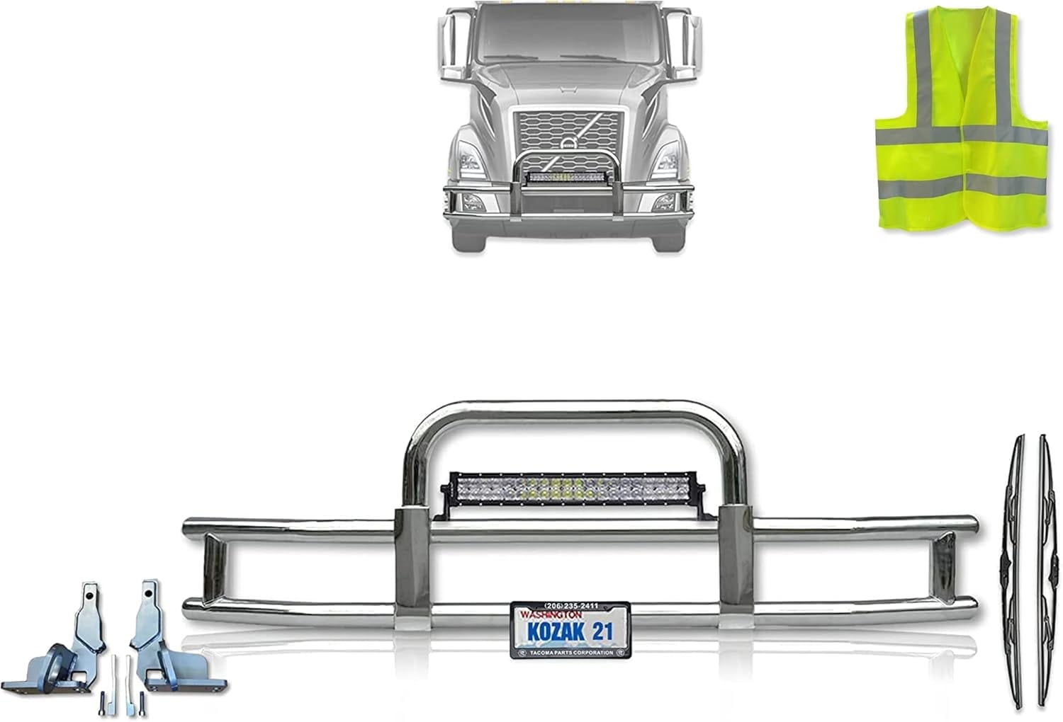 Volvo VNL 2004-2017 Front Grille Deer Moose Bumper Guard - Chrome ...