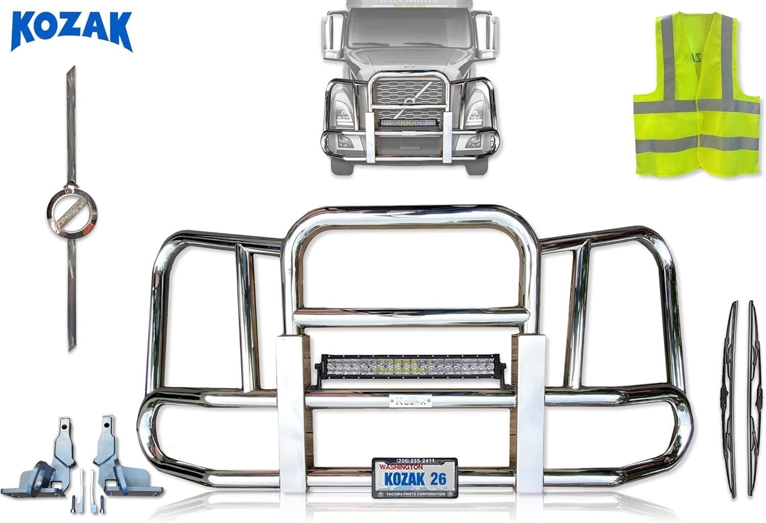 Volvo VNL 2018-2025 Front Grille Deer Moose Brush Bumper Guard Large ...