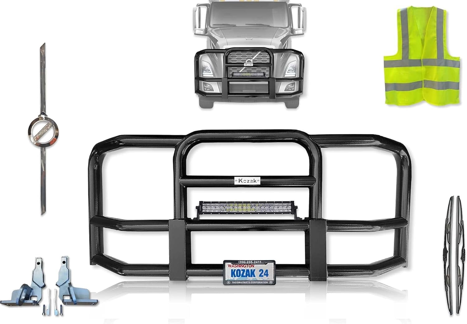 Volvo VNL 2018+ Front Grille Deer Moose Brush Guard - Black (Kozak ...