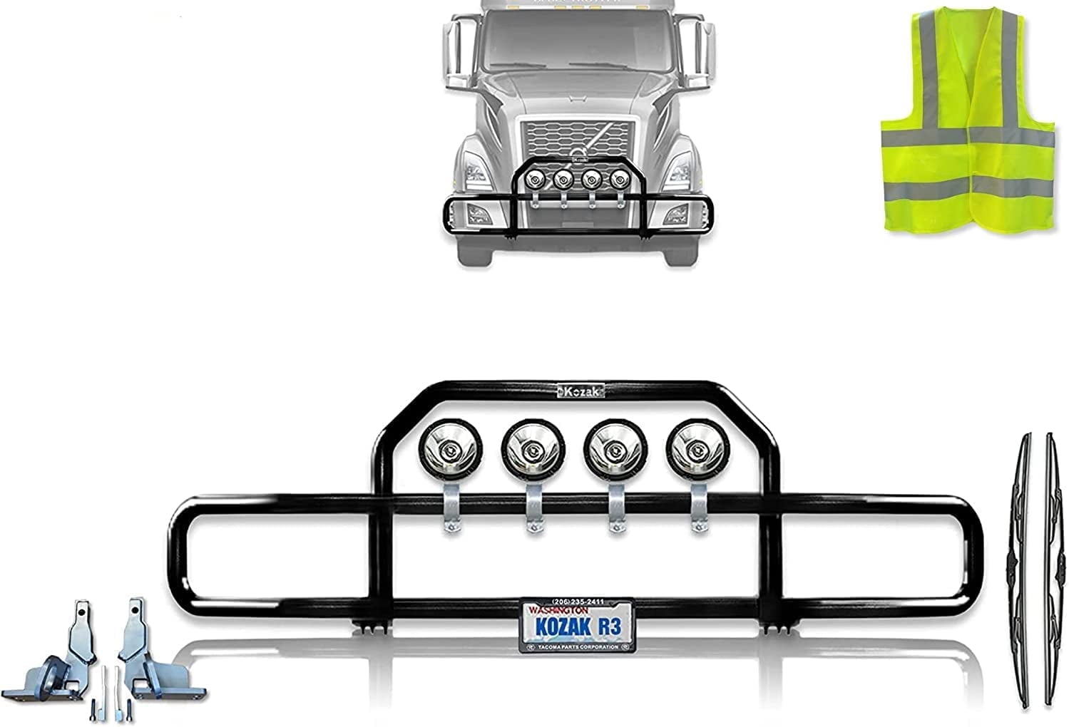 Volvo VNL 2018+ Front Grille Deer Moose Bumper Guard - Black ...