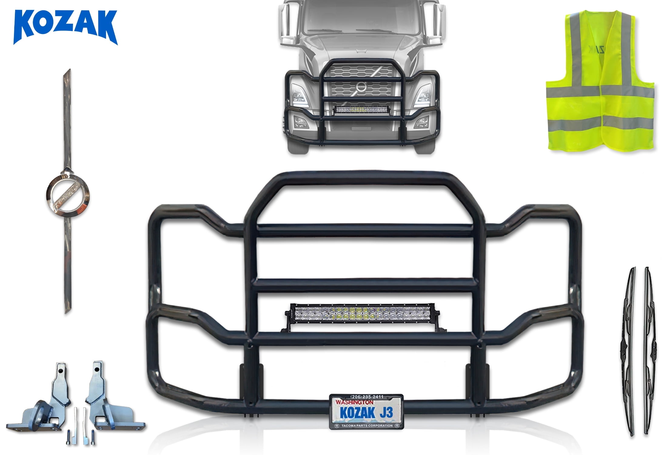 Volvo VNL 2018+ Front Grille Deer Moose Bumper Guard Large - Black ...