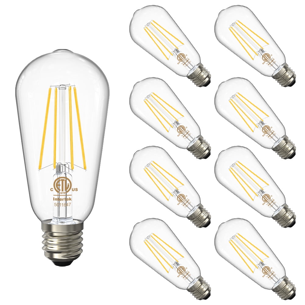 Volxon LED Edison Bulbs, Warm White 2700K, E26, 60W Equivalent, ETL ...