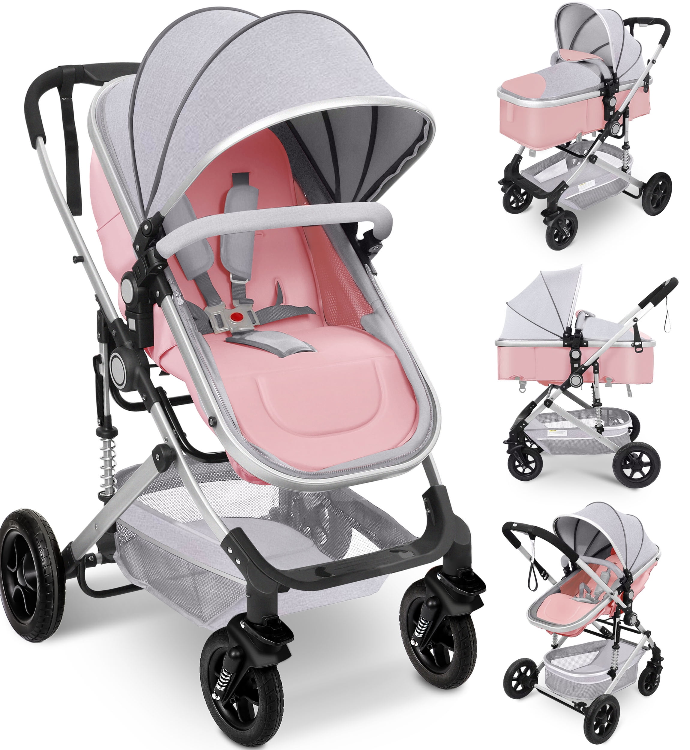 Vomeast Baby Stroller, Foldable Baby Stroller Reversible Bassinet ...