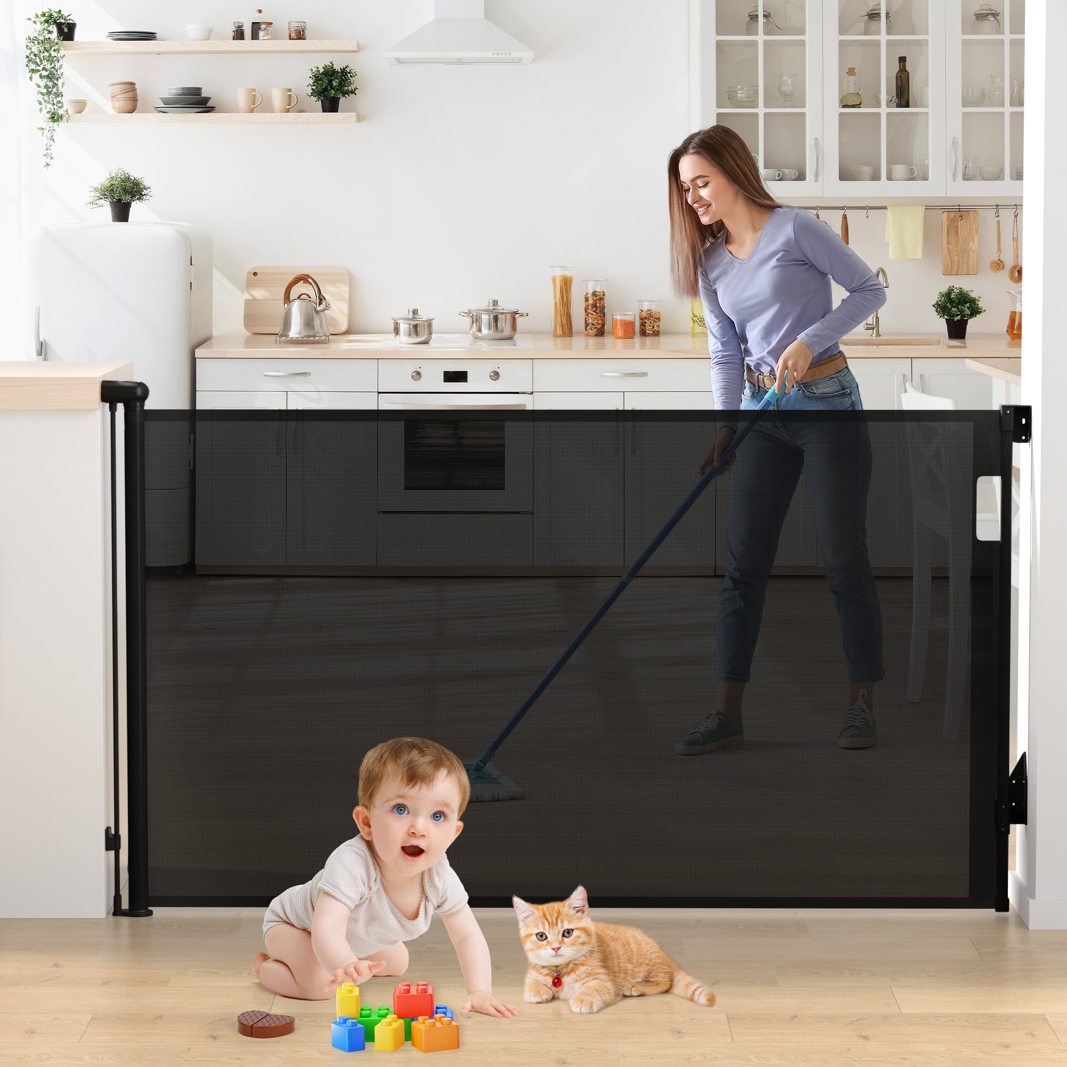 Vomeast Retractable Gates, Extends up to 71in Wide Safety Dog Gates for ...