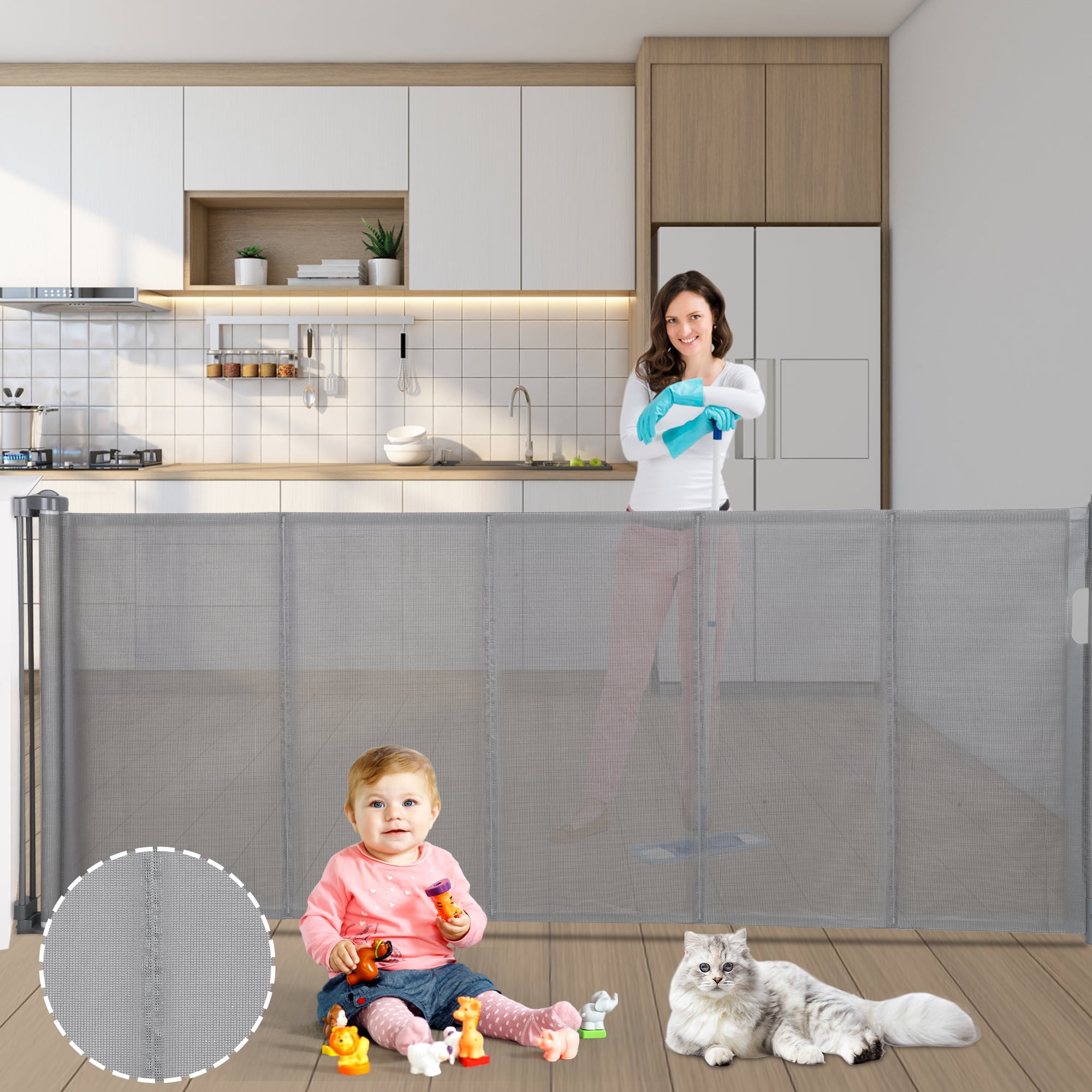 Vomeast Upgrade Retractable Baby Gates,Extends to 71" Width Extra Wide ...