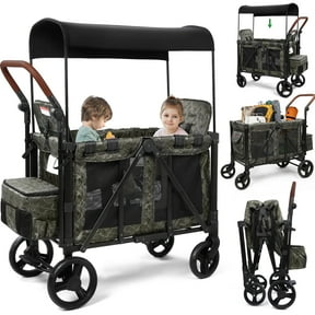 WonderFold W4 4 Seater Quad Stroller Wagon, Stylish All Terrain Ride ...