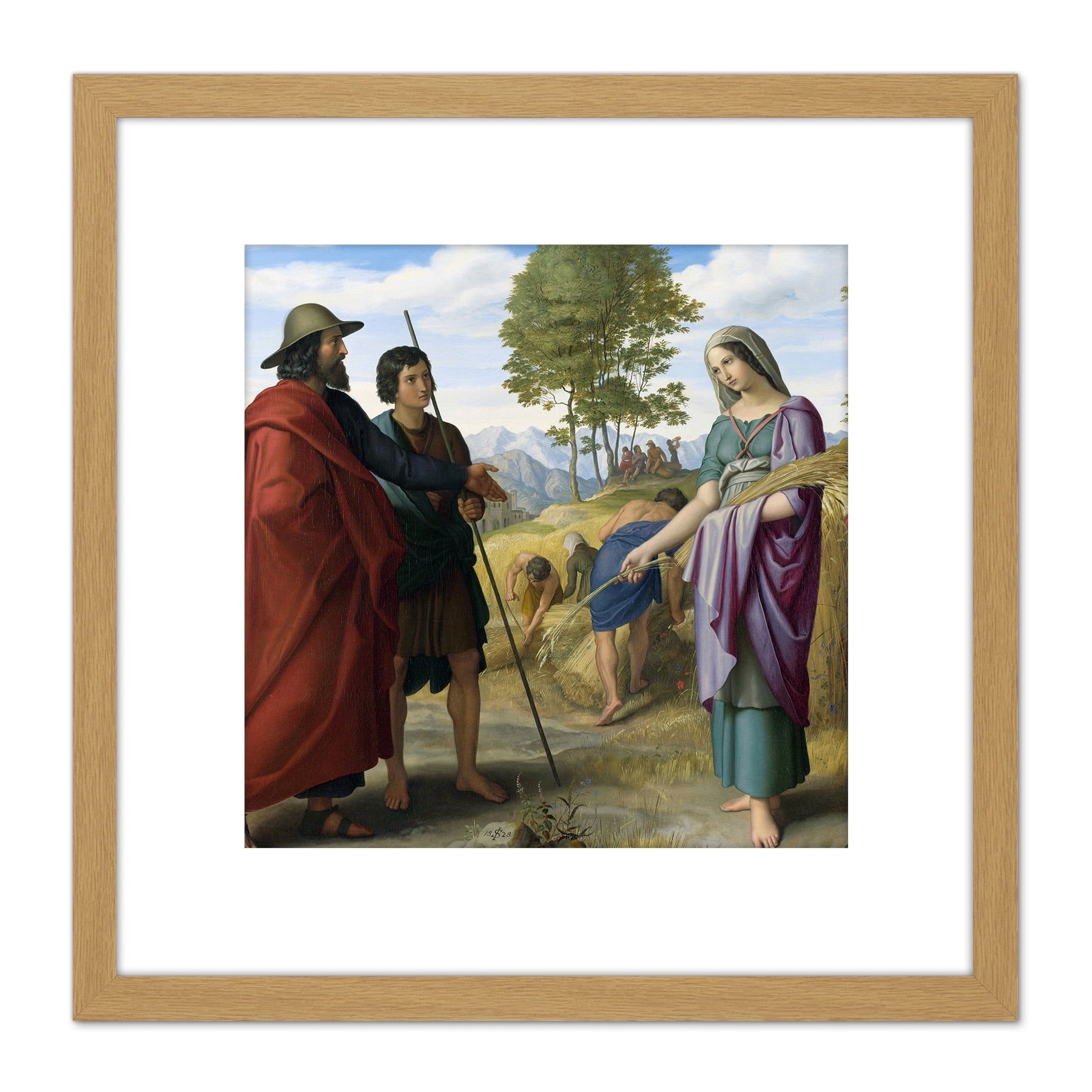 Von Carolsfeld Ruth Boaz Field Biblical Painting 8X8 Inch Square Wooden ...