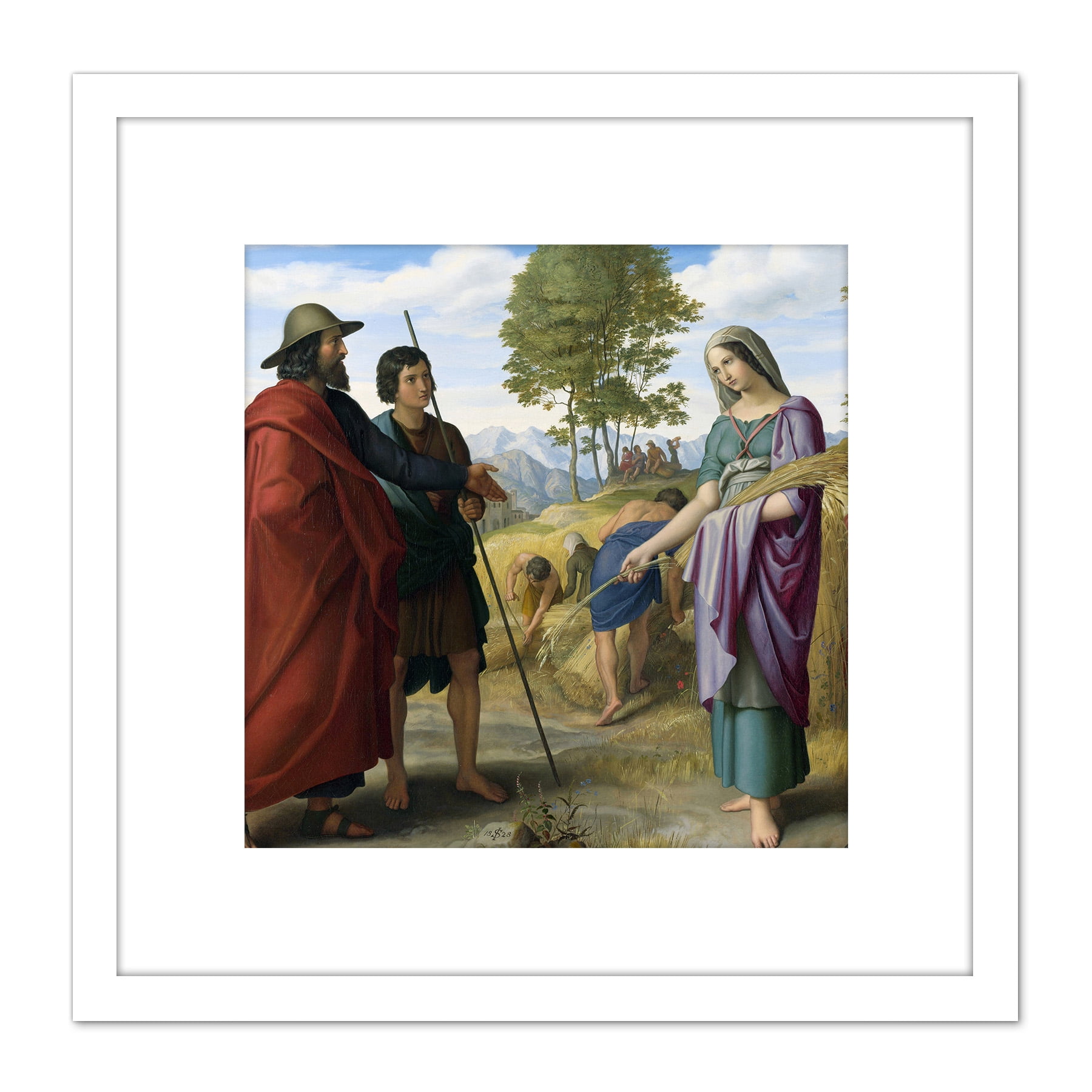 Von Carolsfeld Ruth Boaz Field Biblical Painting 8X8 Inch Square Wooden ...