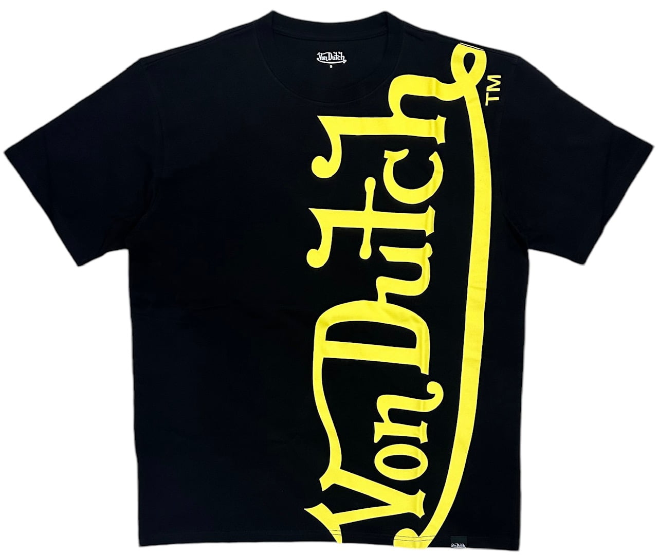 Von Dutch Men's T-Shirt Vertical Logo Oversized Relaxed Fit Heavyweight ...