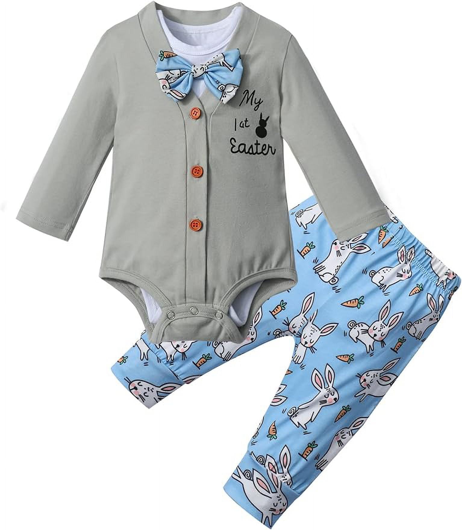 Von kilizo Easter Outfit Baby Boy Gentleman Clothes Romper Radish Pants ...