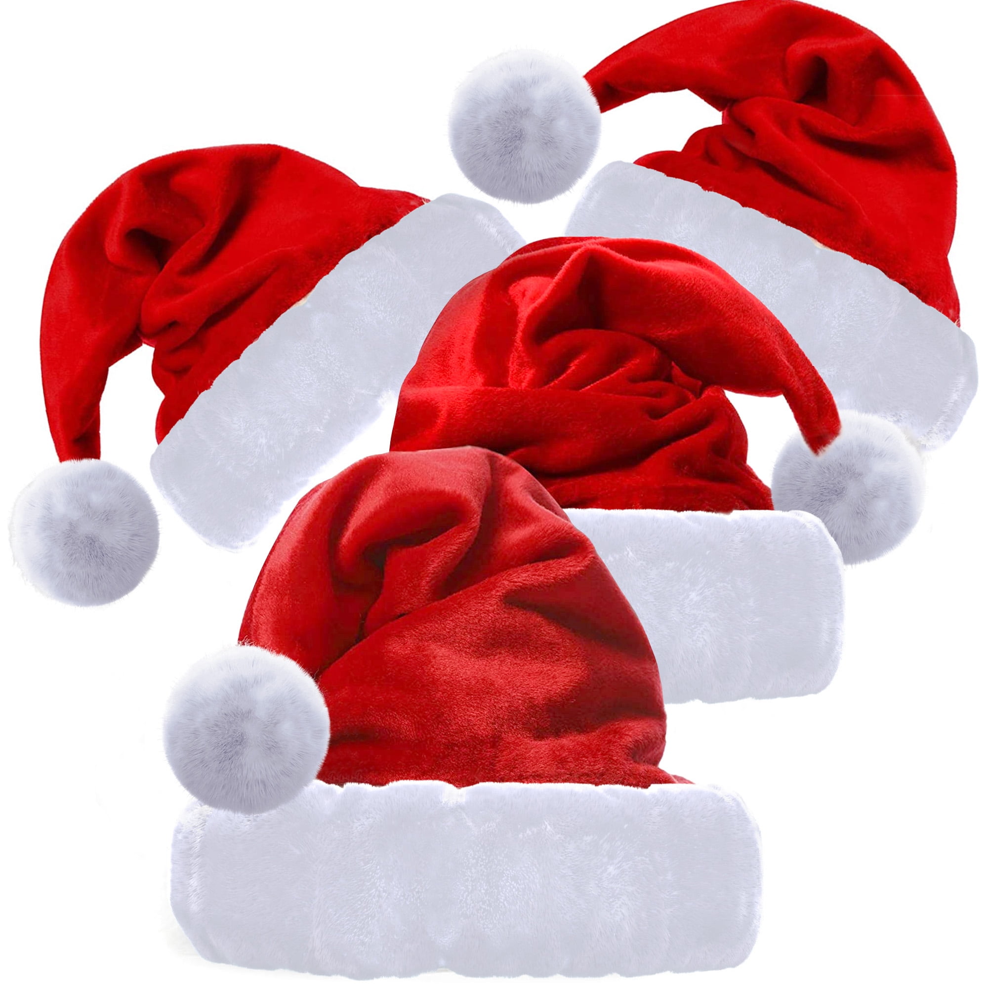 Vonadale Red Velvet Santa Christmas Hats, 4-Pc Family Pack for Holiday ...