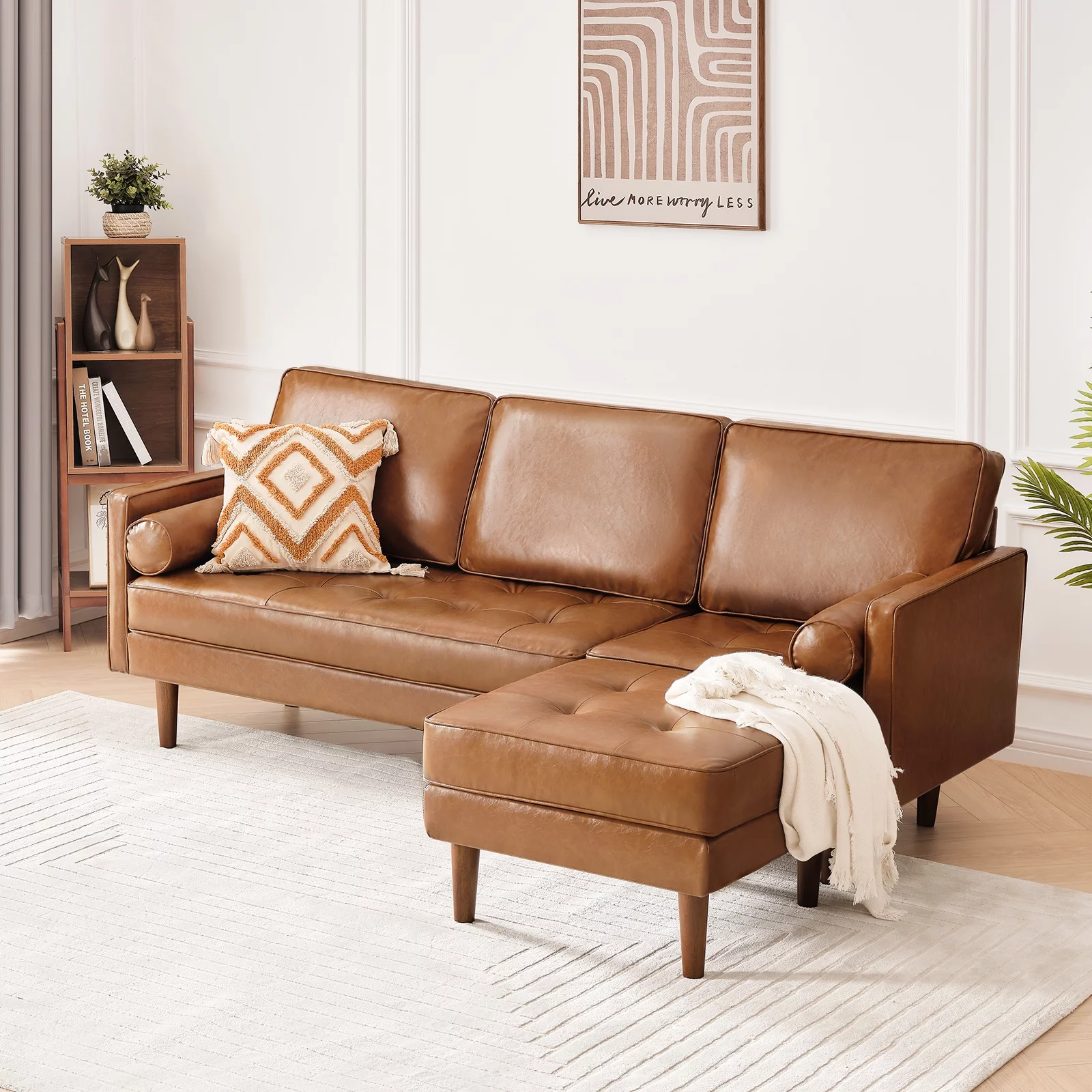 Vonanda Convertible Sectional Couch for Living Room, 79'' Mid-Century L ...