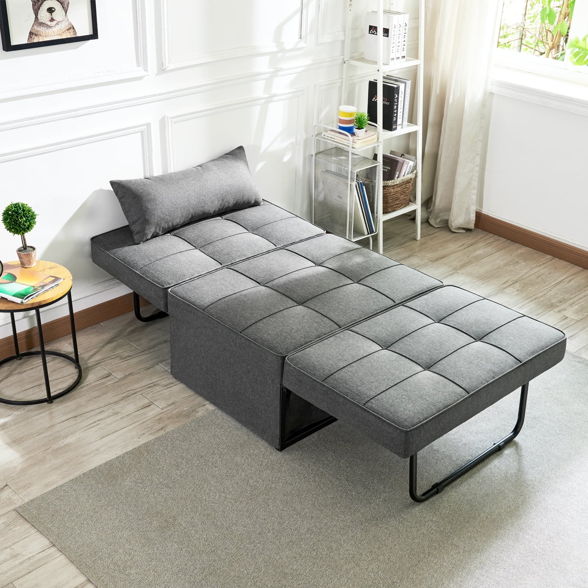 Vonanda Convertible Sofa Bed with Breathable Linen Sleeper Chair, Dark ...