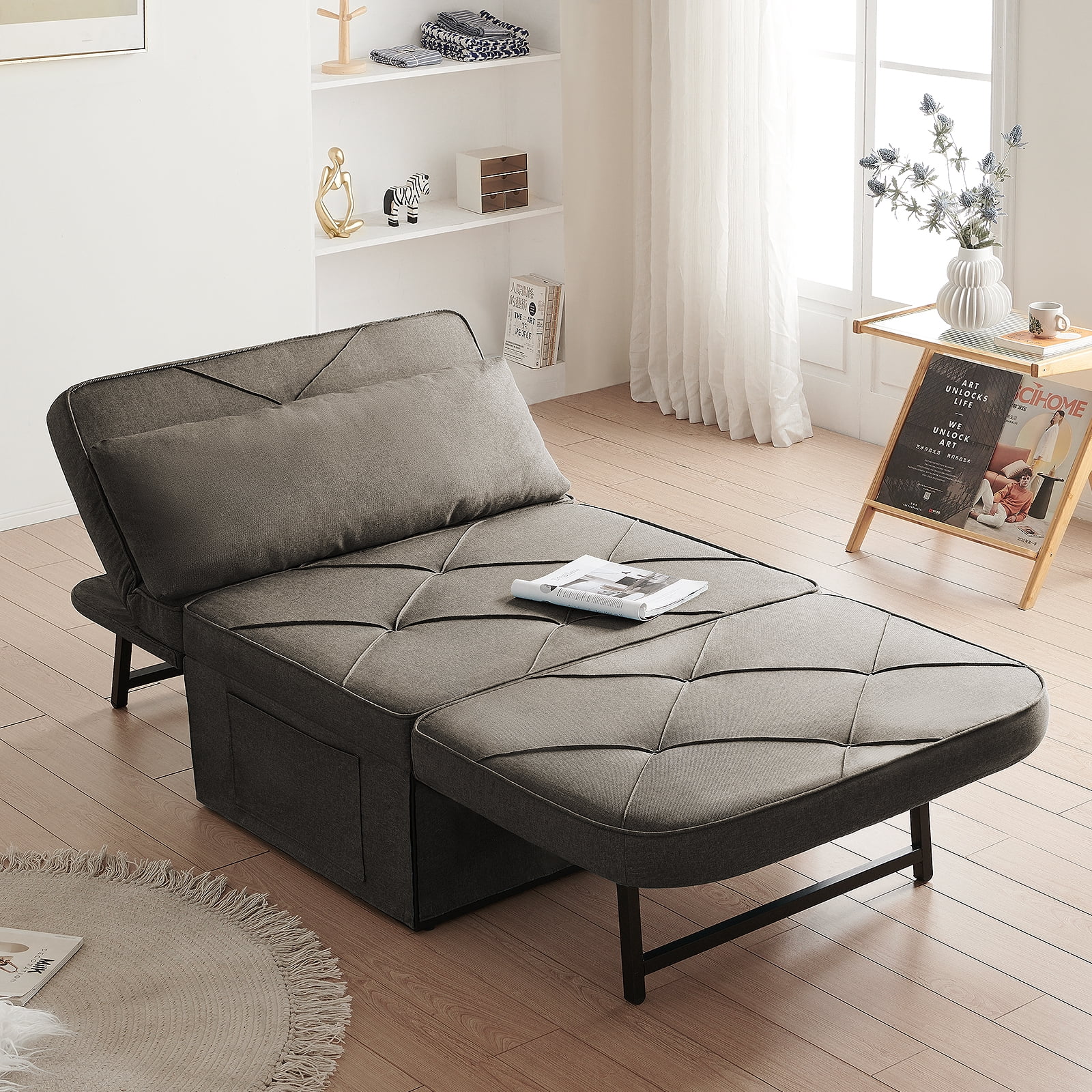 Vonanda Convertible Sofa Bed Plus, 5 in 1 Futon Breathable Linen ...
