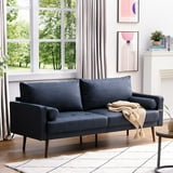 Vonanda Faux Leather Sofa, Mid-Century 73 inch 3-Seater with 2 Pillows ...