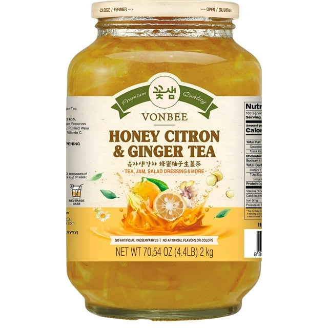 Vonbee Multi-Purpose Honey Citron and Ginger Tea, 70.54 Ounce Jar ...