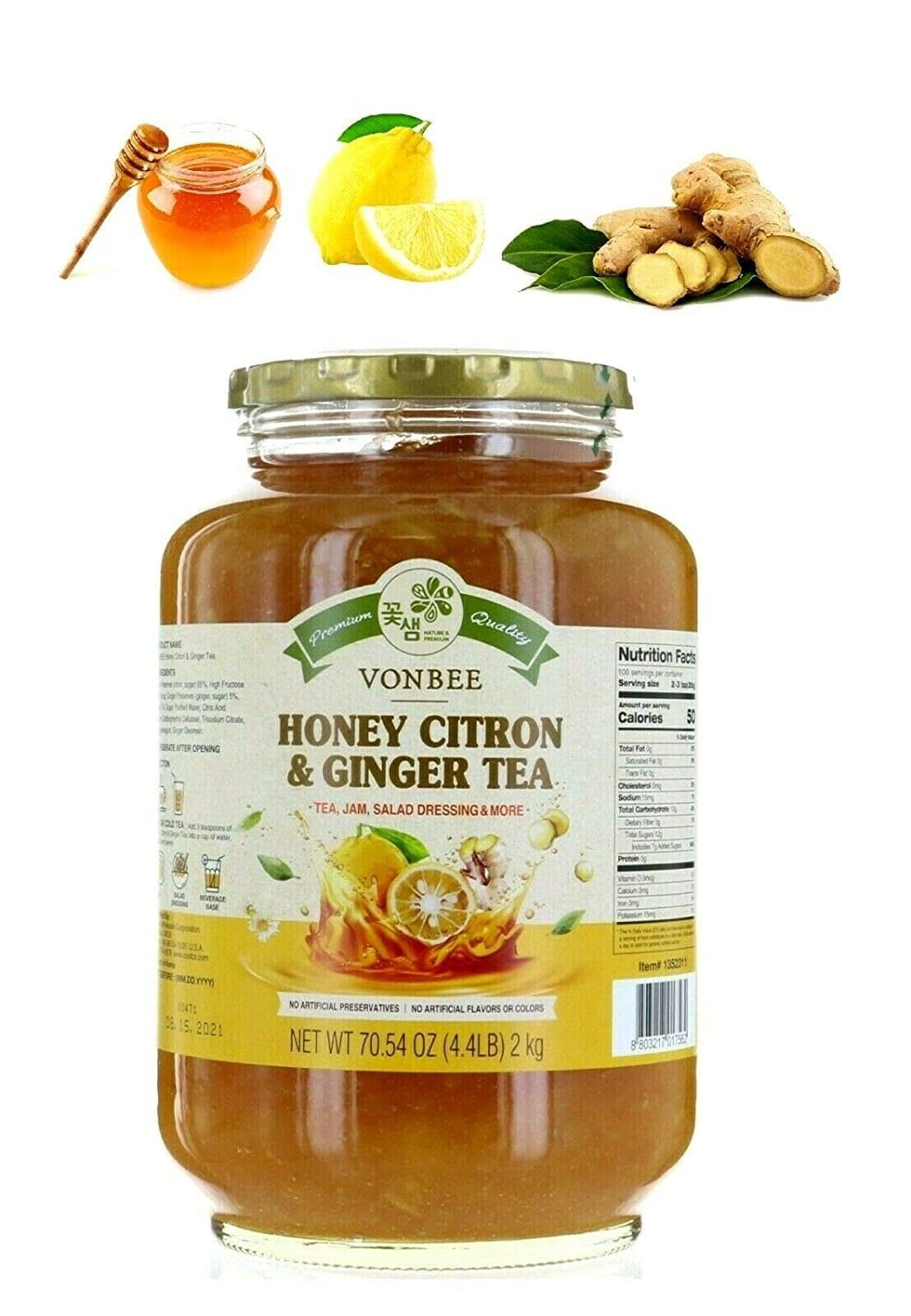 HZY Honey Ginger Citron Tea, Family Size 70.54 Oz, Korean Honey Ginger ...