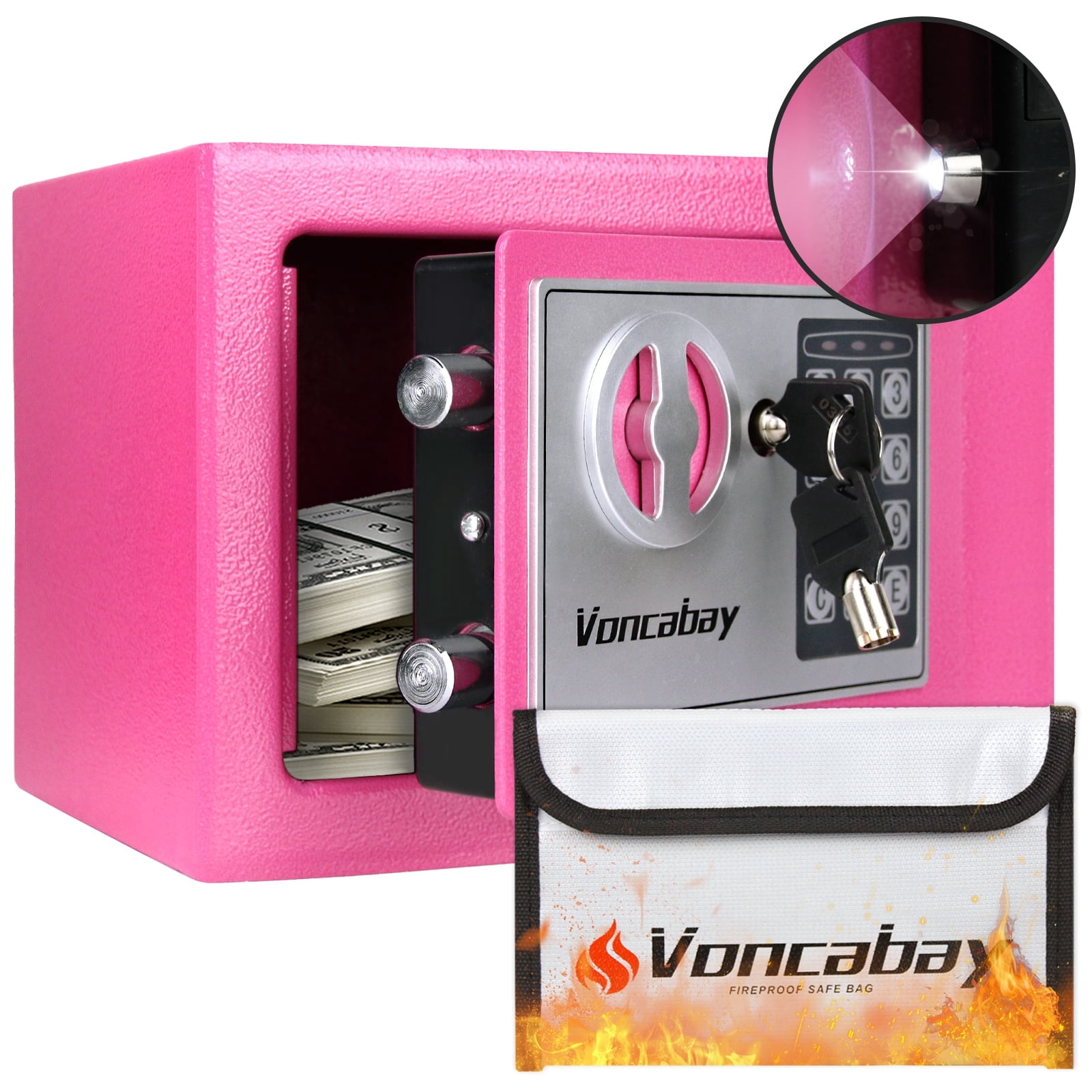 Voncabay Cute Money Safe Box for Home with Sensor Light & Fireproof ...