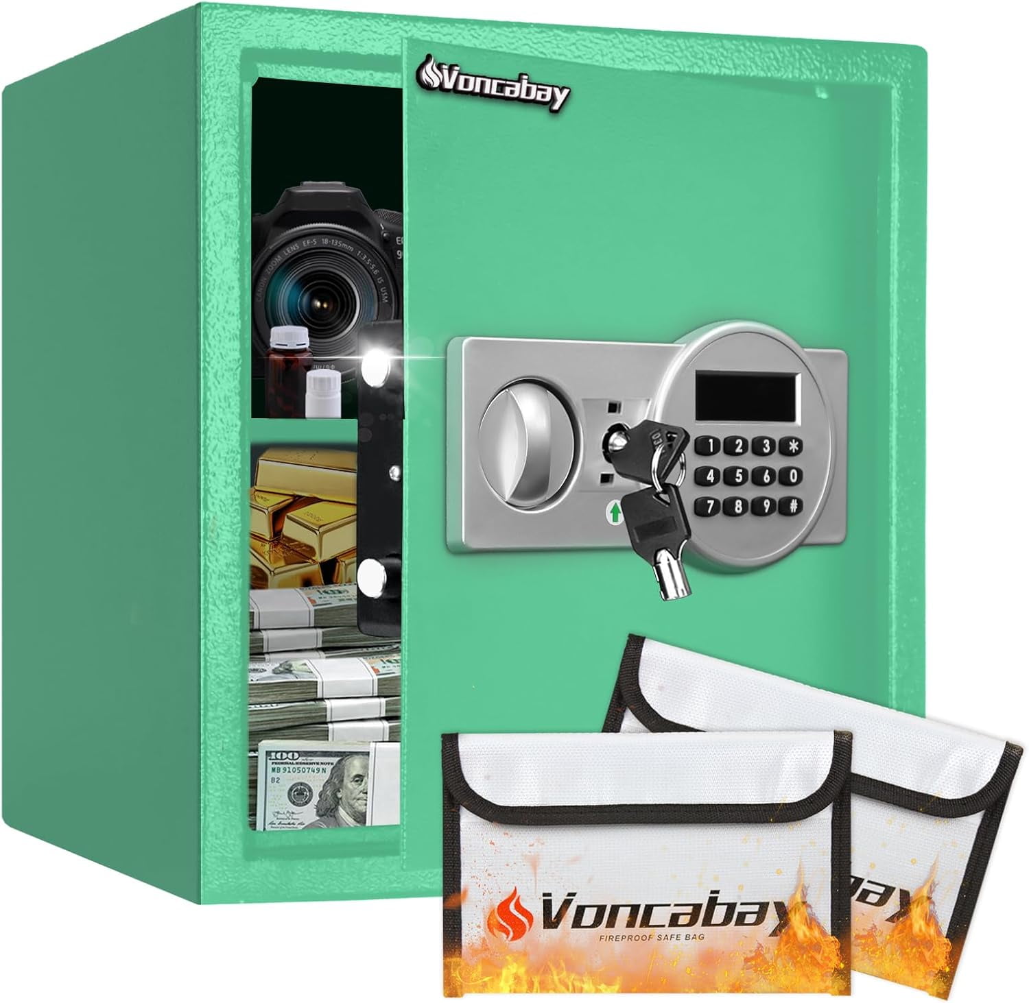 Voncabay Safe Box for Home, 1.5 Cu Ft Digital Safe with 2 Fireproof ...