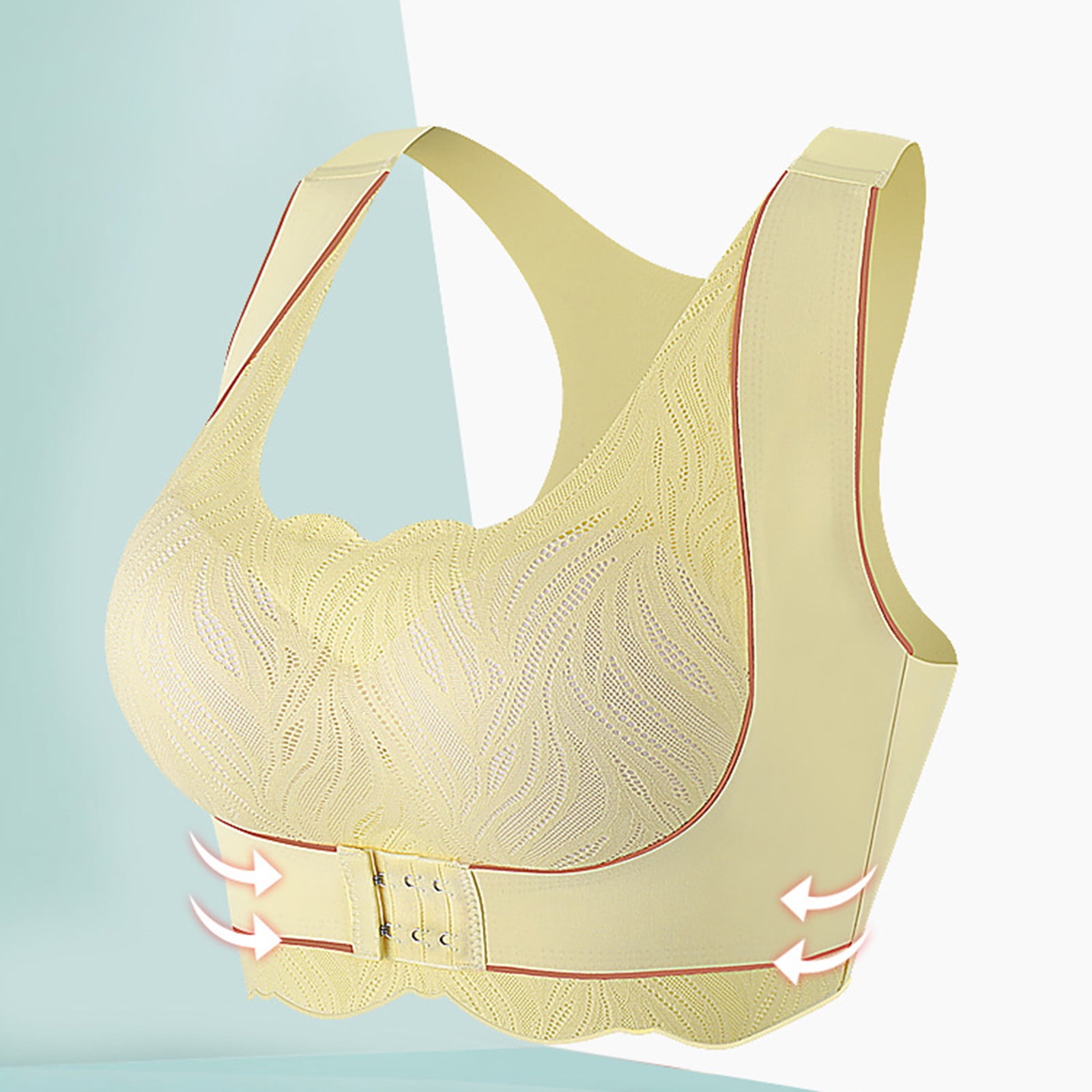 Voncos Plus Size Bras No Wire Front Closure Beauty Back Gathered ...