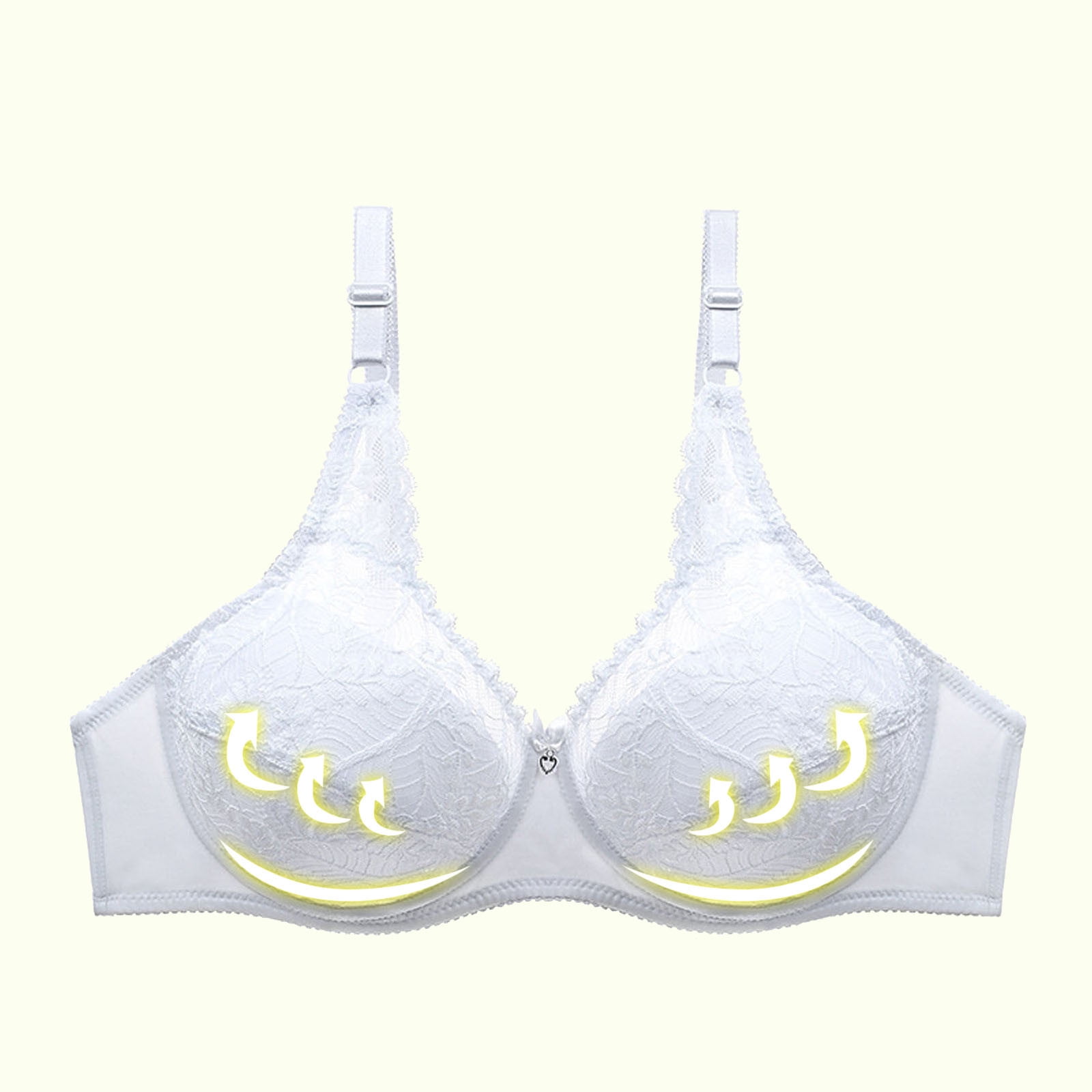 Voncos Plus Size Bras No Wire Traceless Gathering Sexy Lace Everyday ...