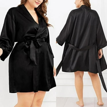 Plus Size Floral Lace Short Robe 60082Q-BLACK - Walmart.com