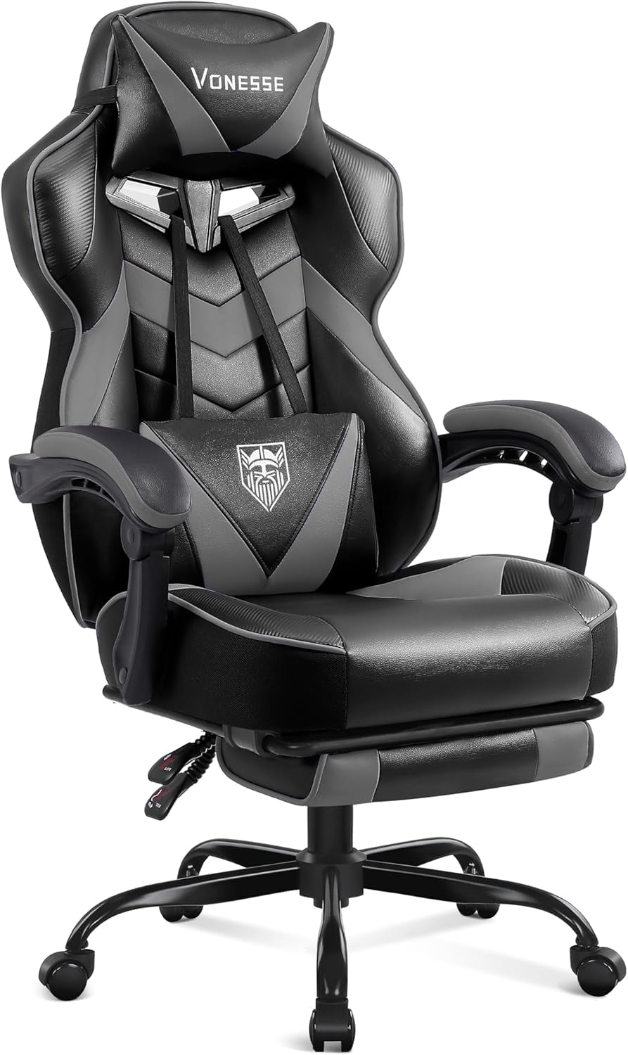 Vonesse Gaming Chair,Computer Chair with Footrest and Massage,Reclining ...
